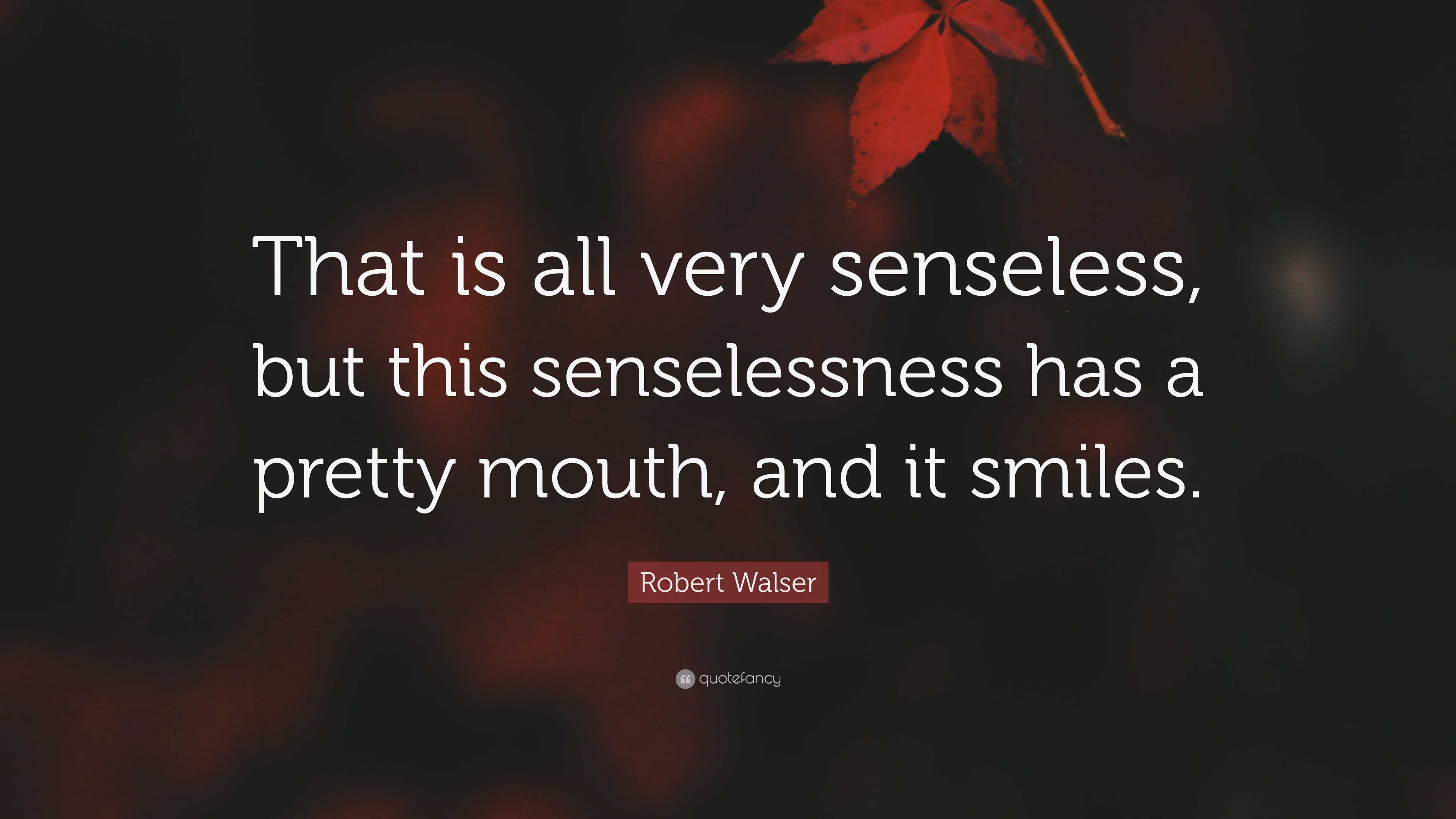 Robert Walser Quote: “That is all very senseless, but this ...