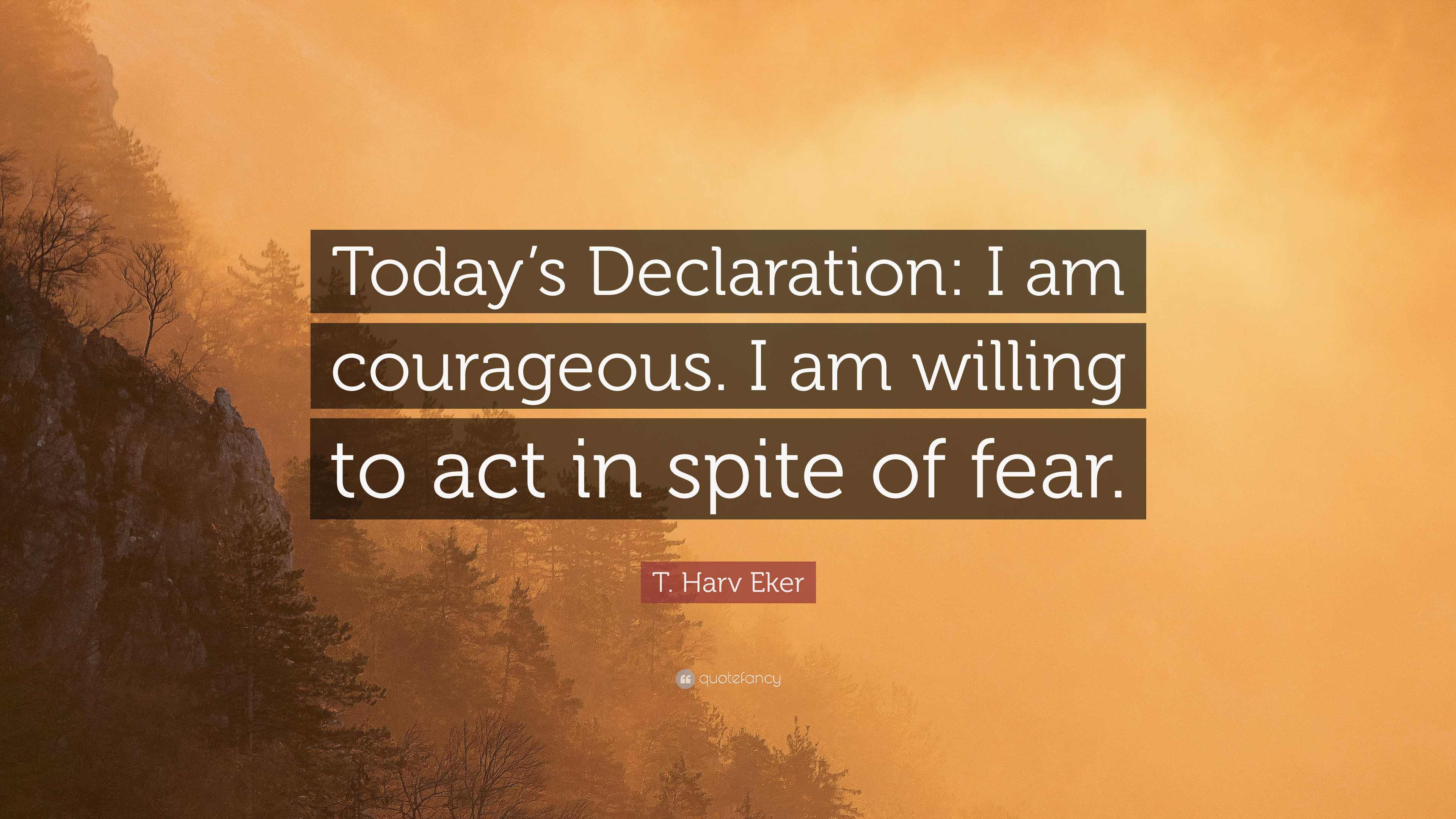T. Harv Eker Quote: “Today’s Declaration: I am courageous. I am willing ...