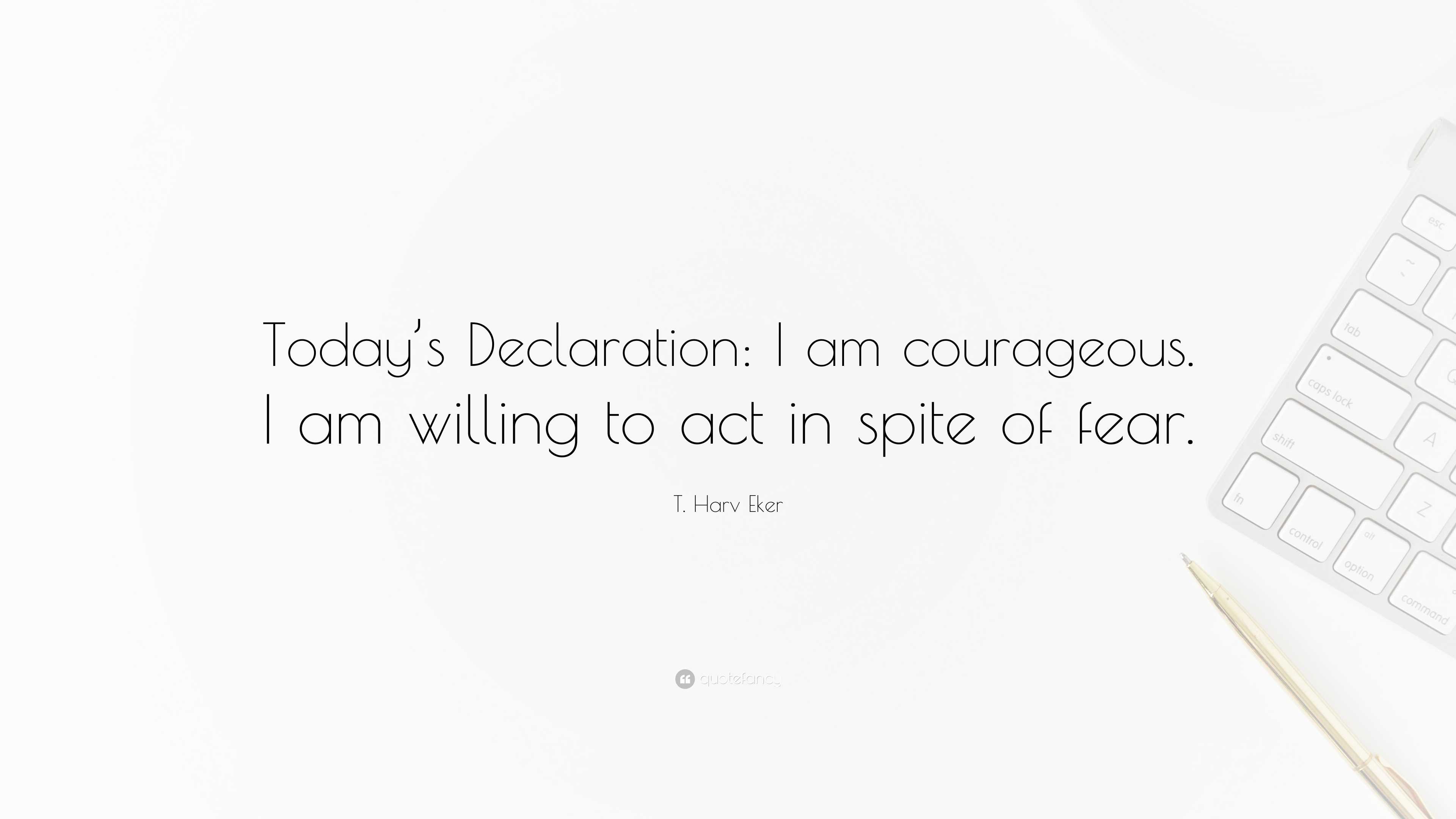 T. Harv Eker Quote: “Today’s Declaration: I am courageous. I am willing ...