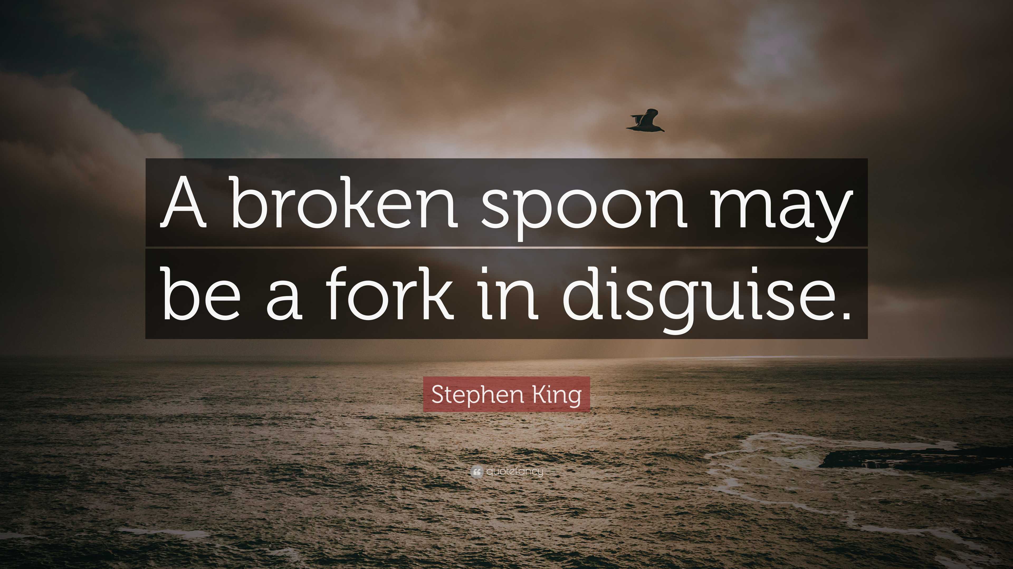 Stephen King Quote: “A broken spoon may be a fork in disguise.”