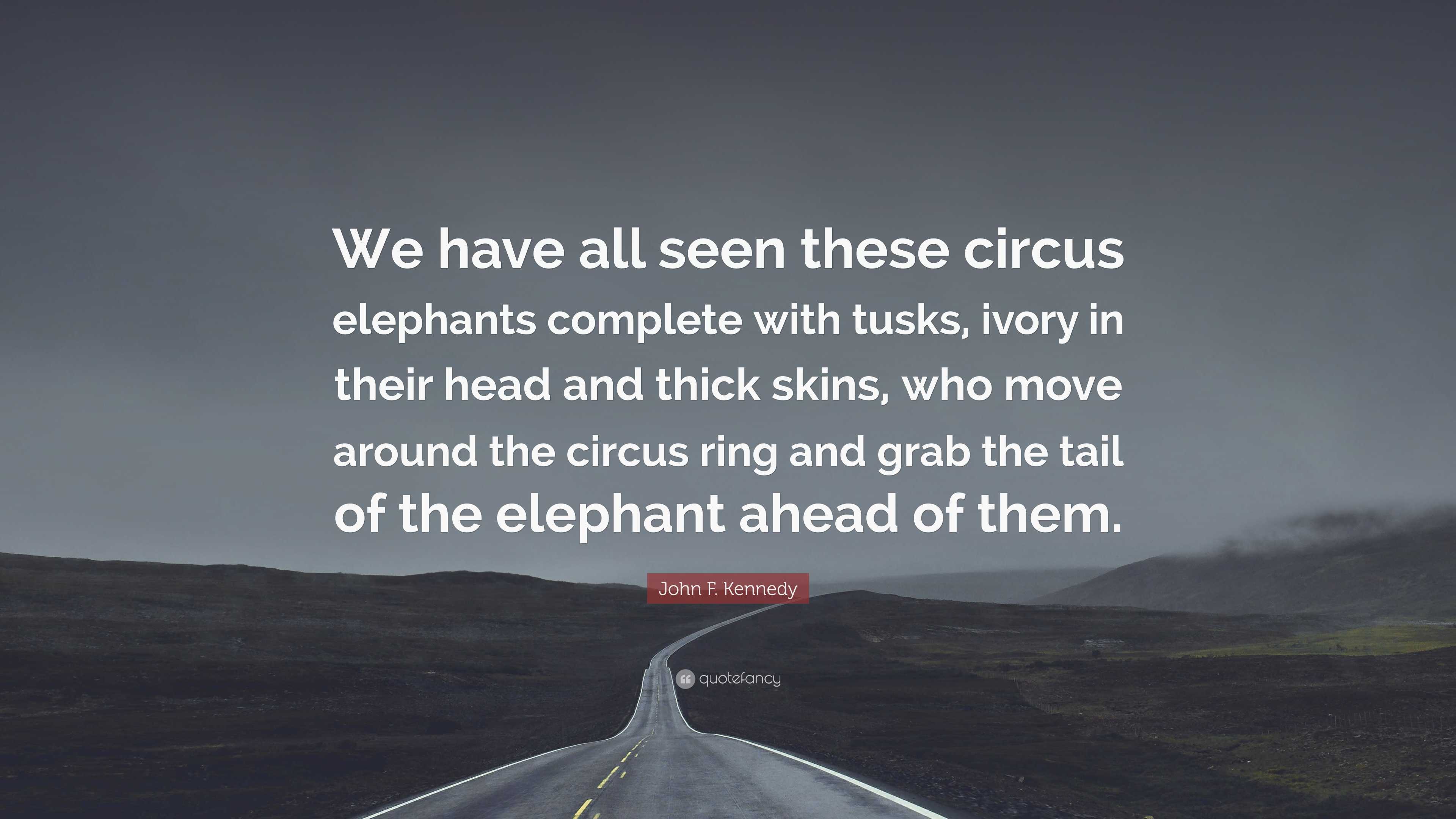 John F. Kennedy Quote: “We have all seen these circus elephants ...