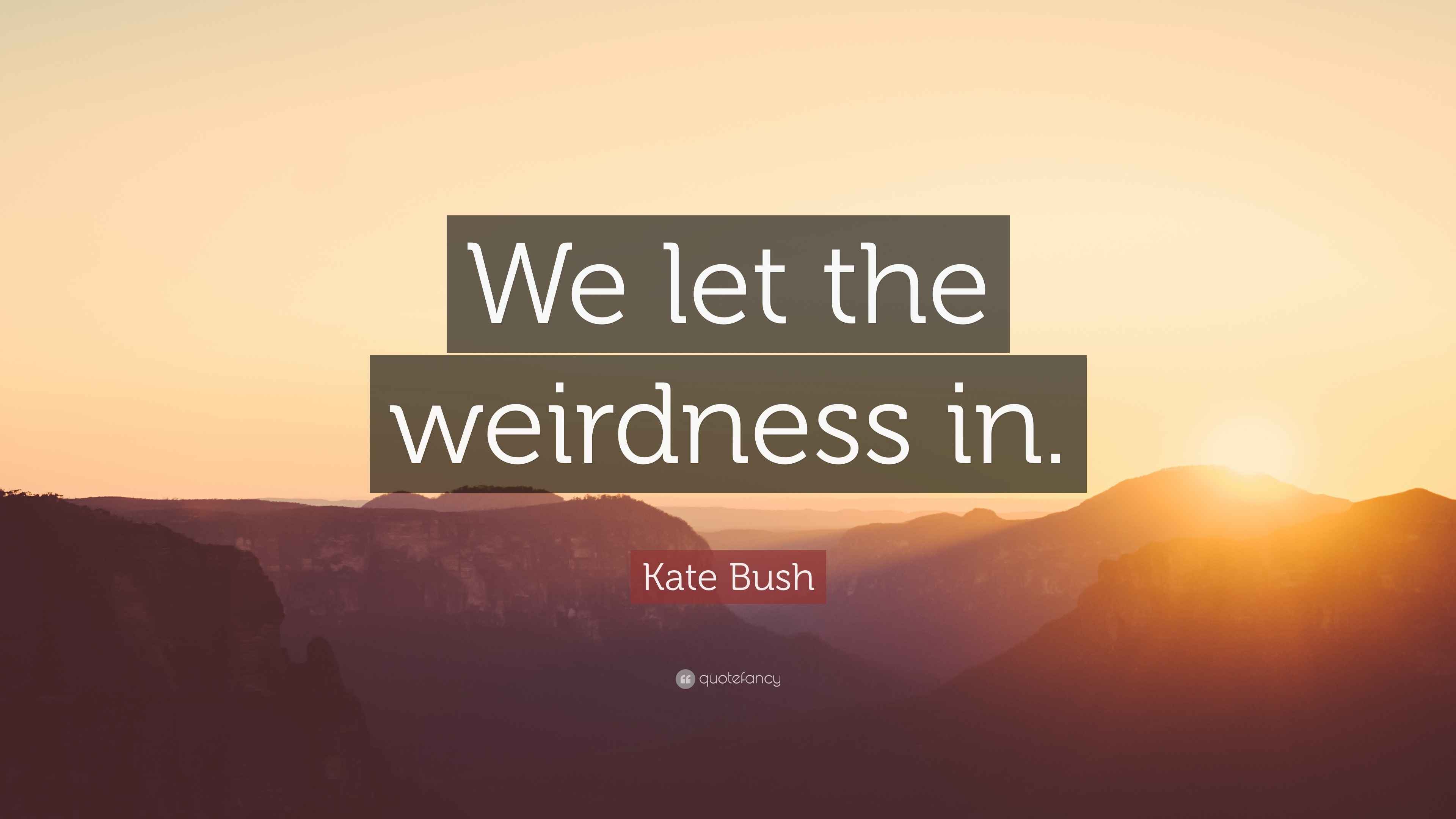 Kate Bush Quote: “We let the weirdness in.”