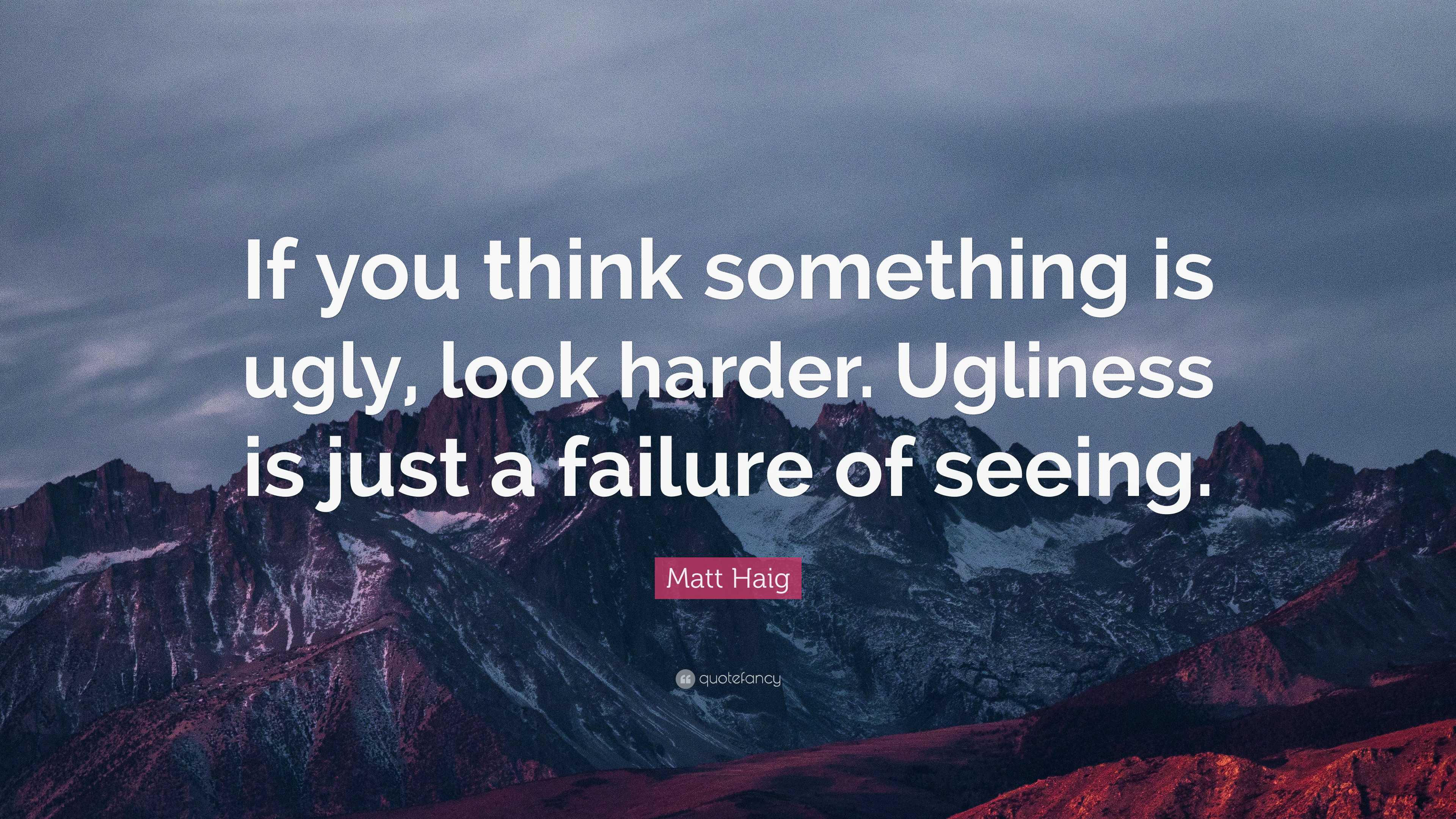 Matt Haig Quote: “If you think something is ugly, look harder. Ugliness ...
