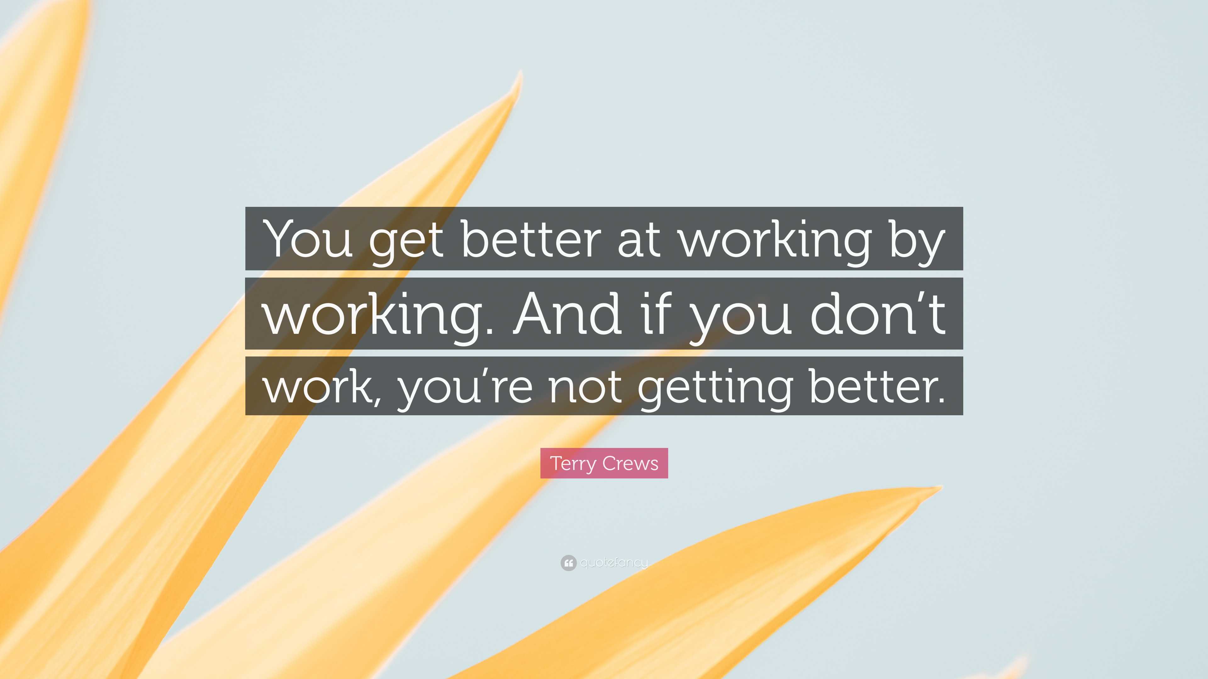 Terry Crews Quote: “You get better at working by working. And if you ...