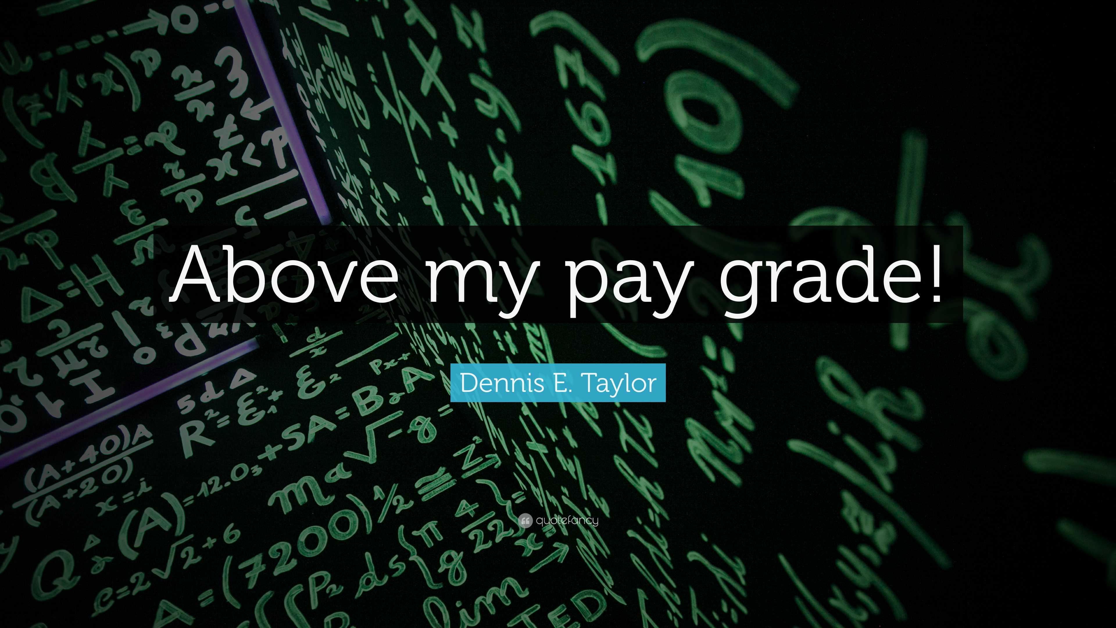 Dennis E. Taylor Quote: “Above my pay grade!”