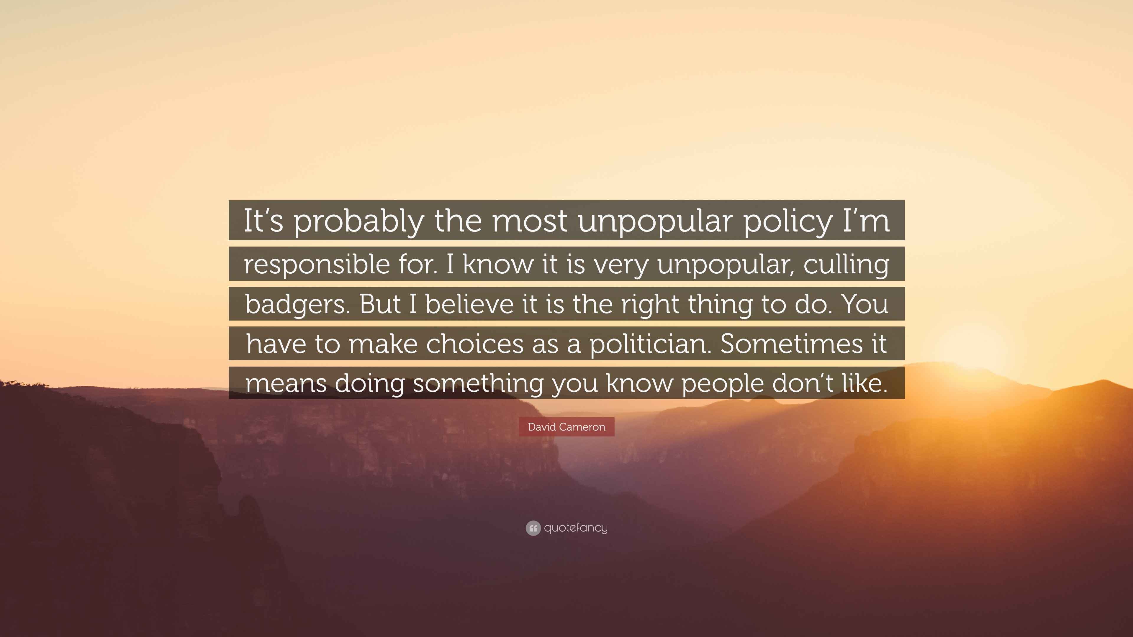 David Cameron Quote: “It’s probably the most unpopular policy I’m ...