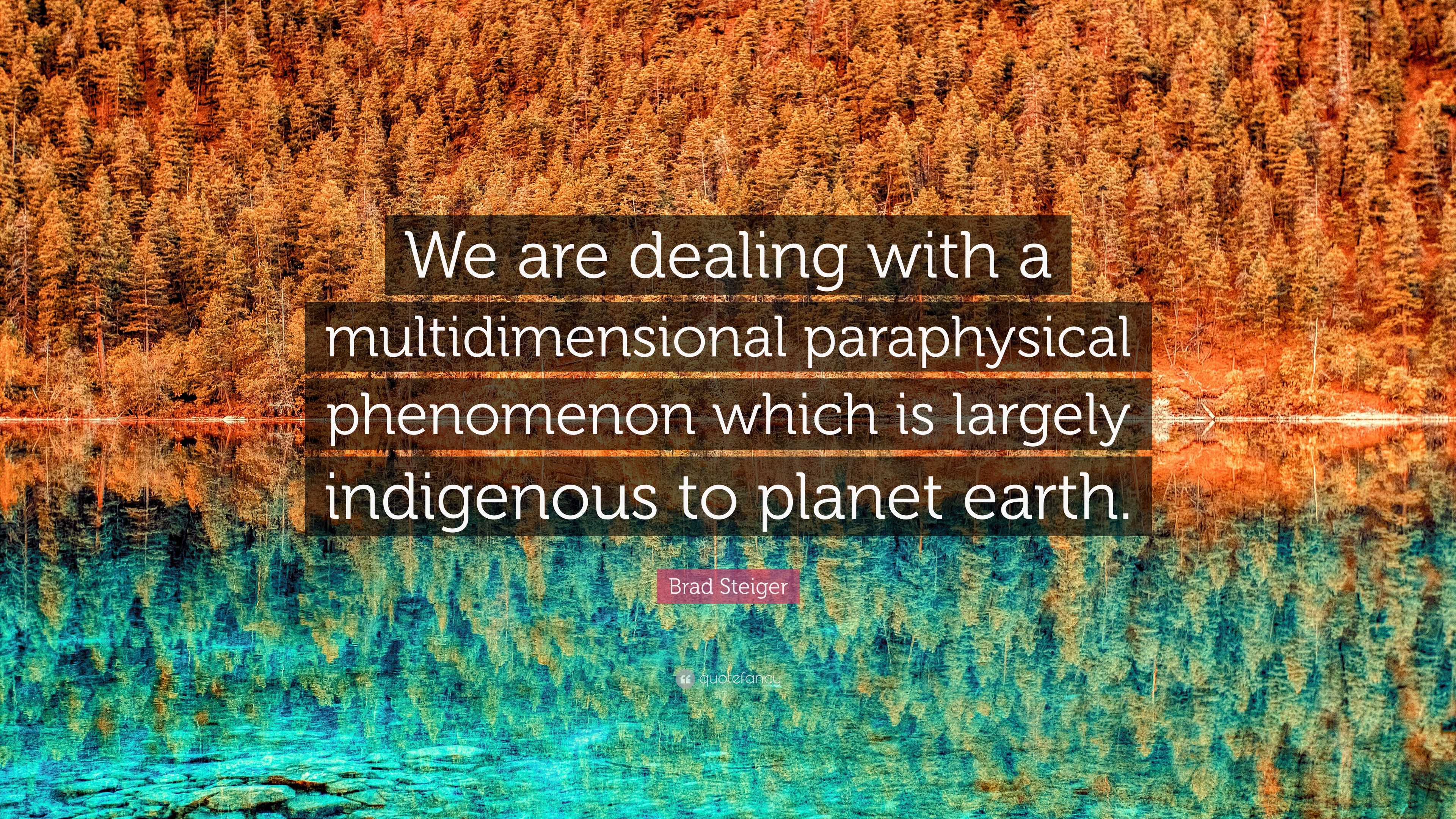 Brad Steiger Quote: “We are dealing with a multidimensional ...