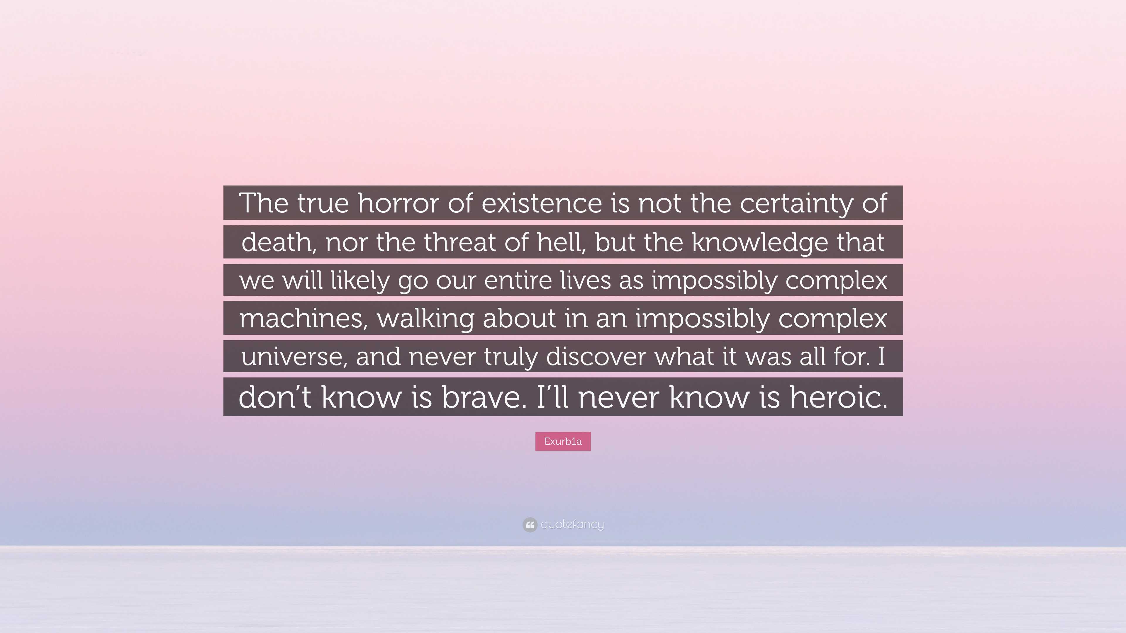 Exurb1a Quote: “The true horror of existence is not the certainty of ...
