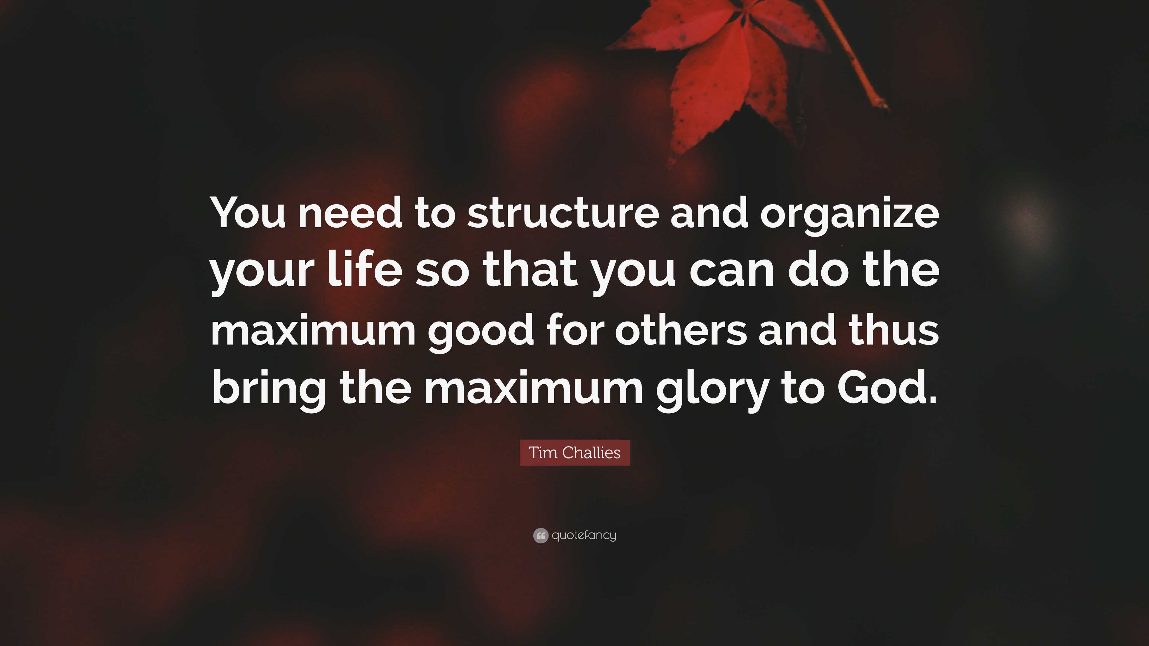 Tim Challies Quote: “You need to structure and organize your life so ...