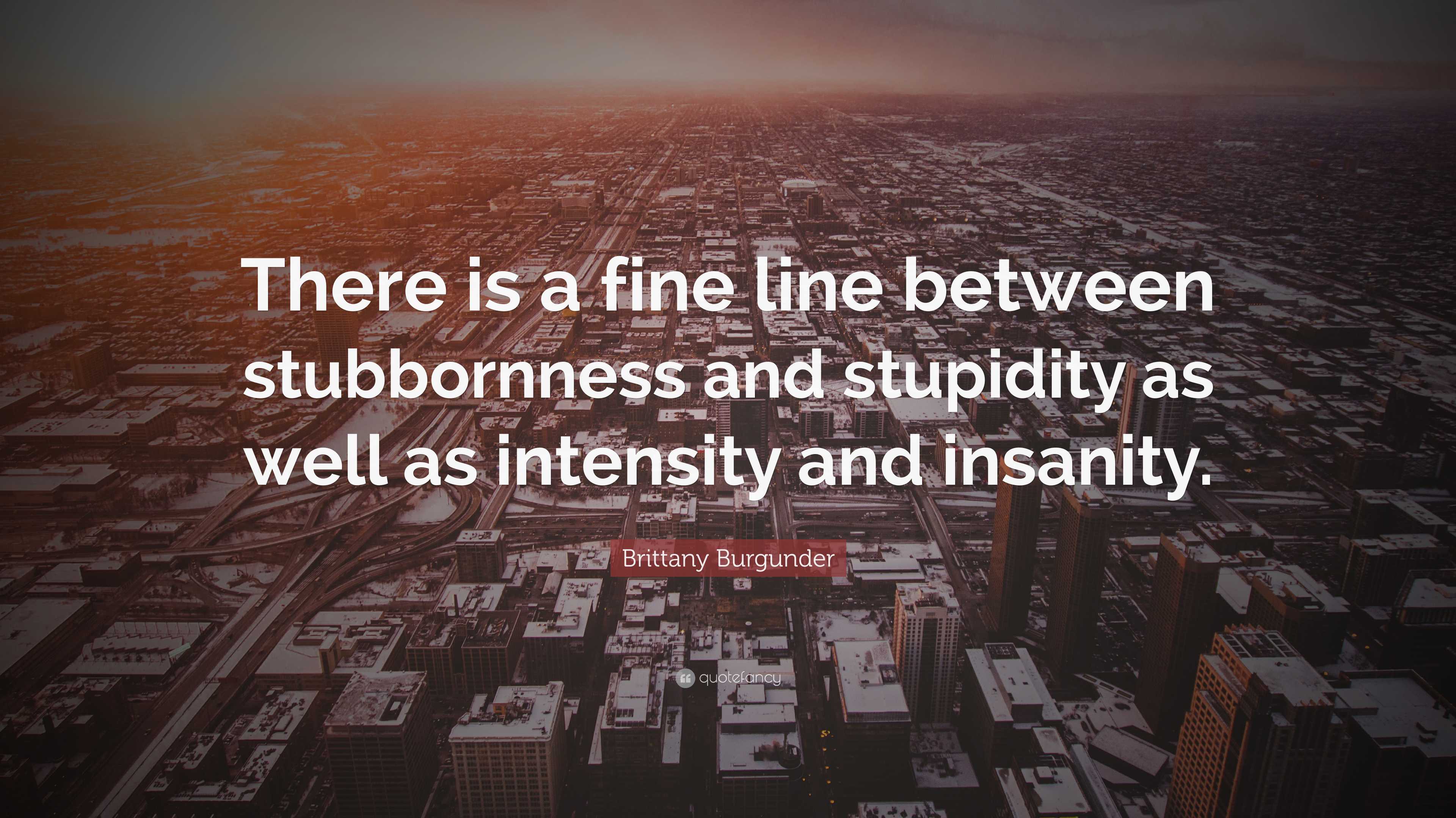 Brittany Burgunder Quote: “There is a fine line between stubbornness ...