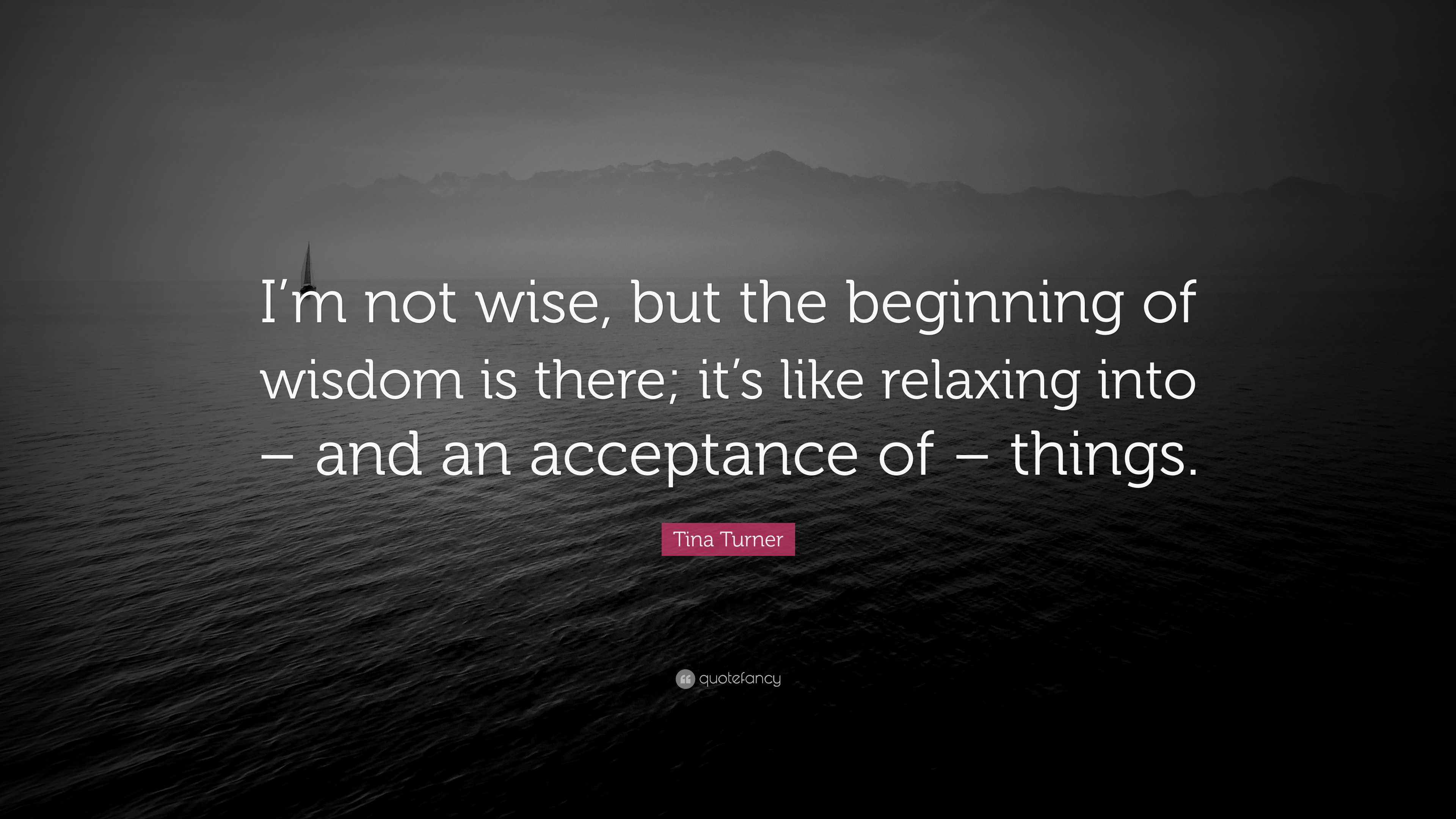 Tina Turner Quote: “I’m not wise, but the beginning of wisdom is there ...