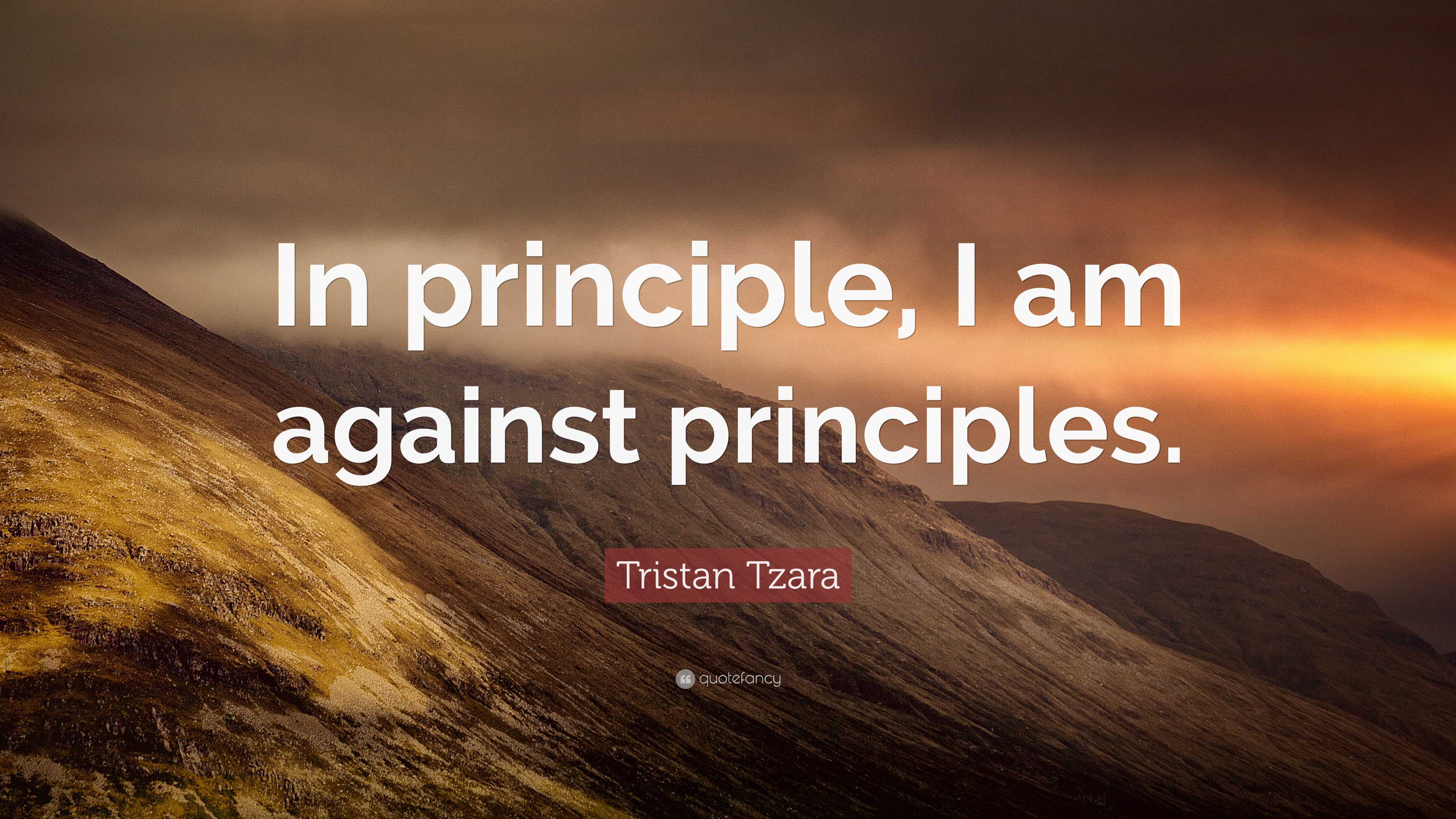 Tristan Tzara Quote: “In principle, I am against principles.”