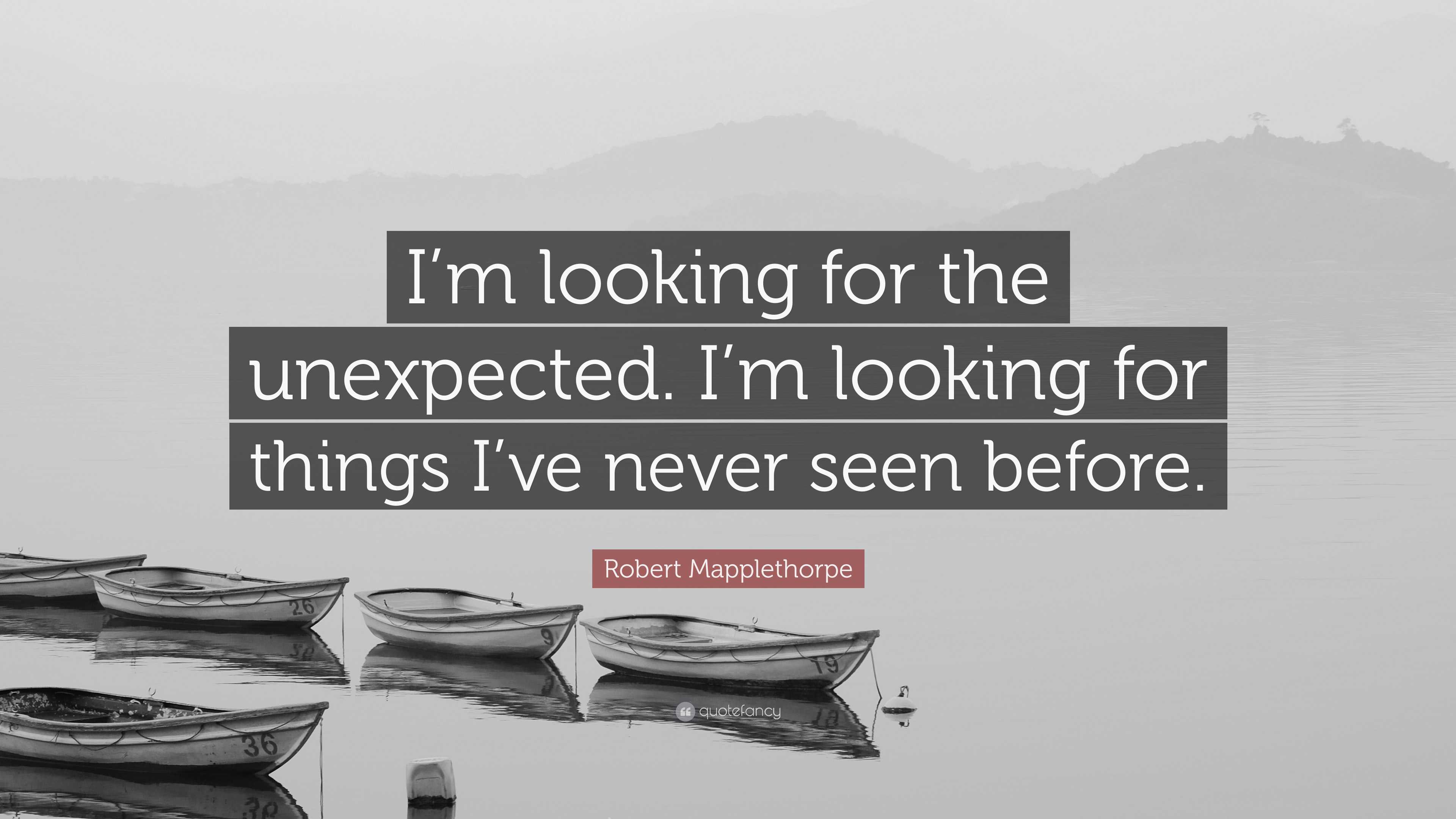 Robert Mapplethorpe Quote: “I’m looking for the unexpected. I’m looking ...