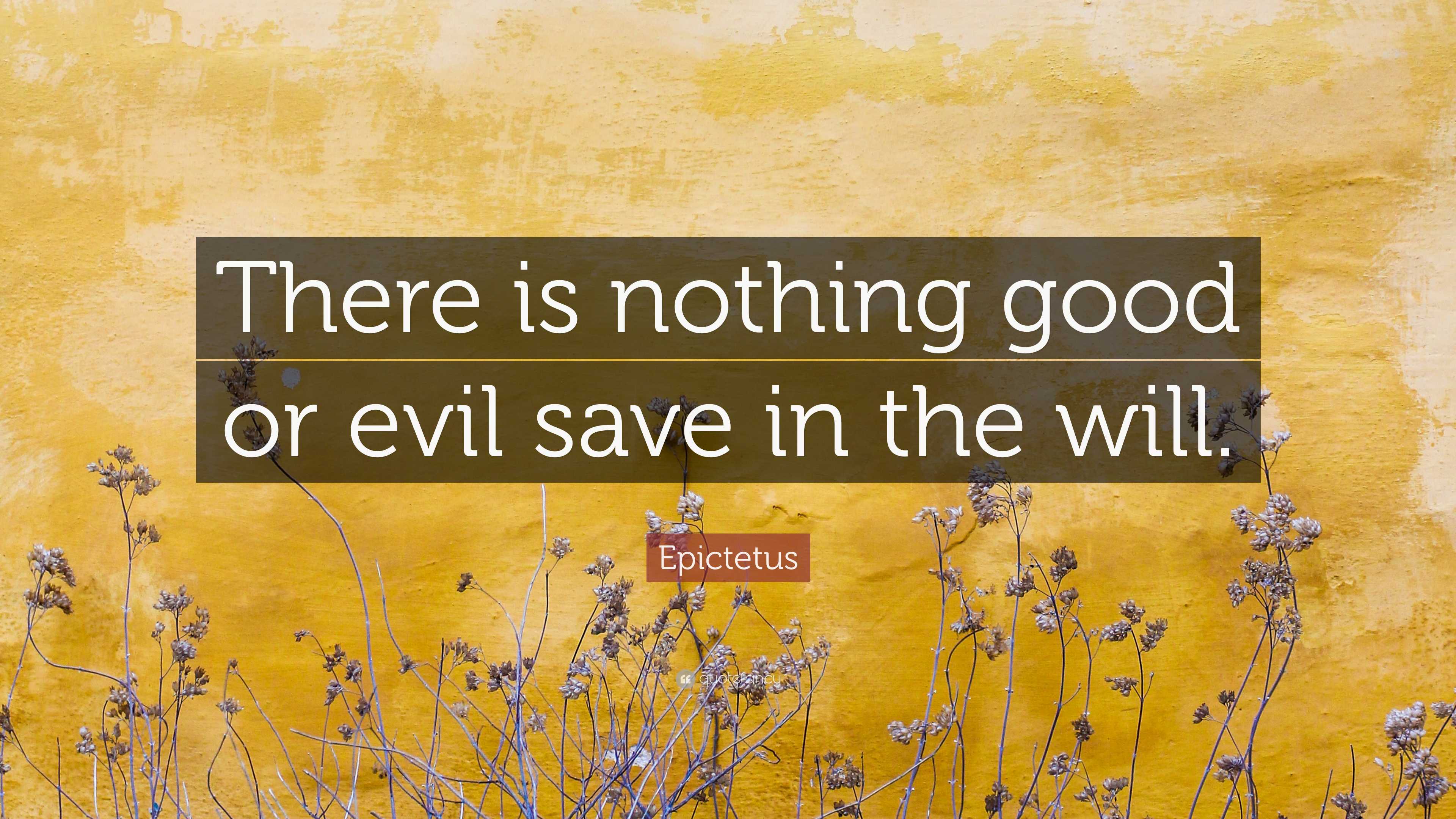 Epictetus Quote: “There is nothing good or evil save in the will.”