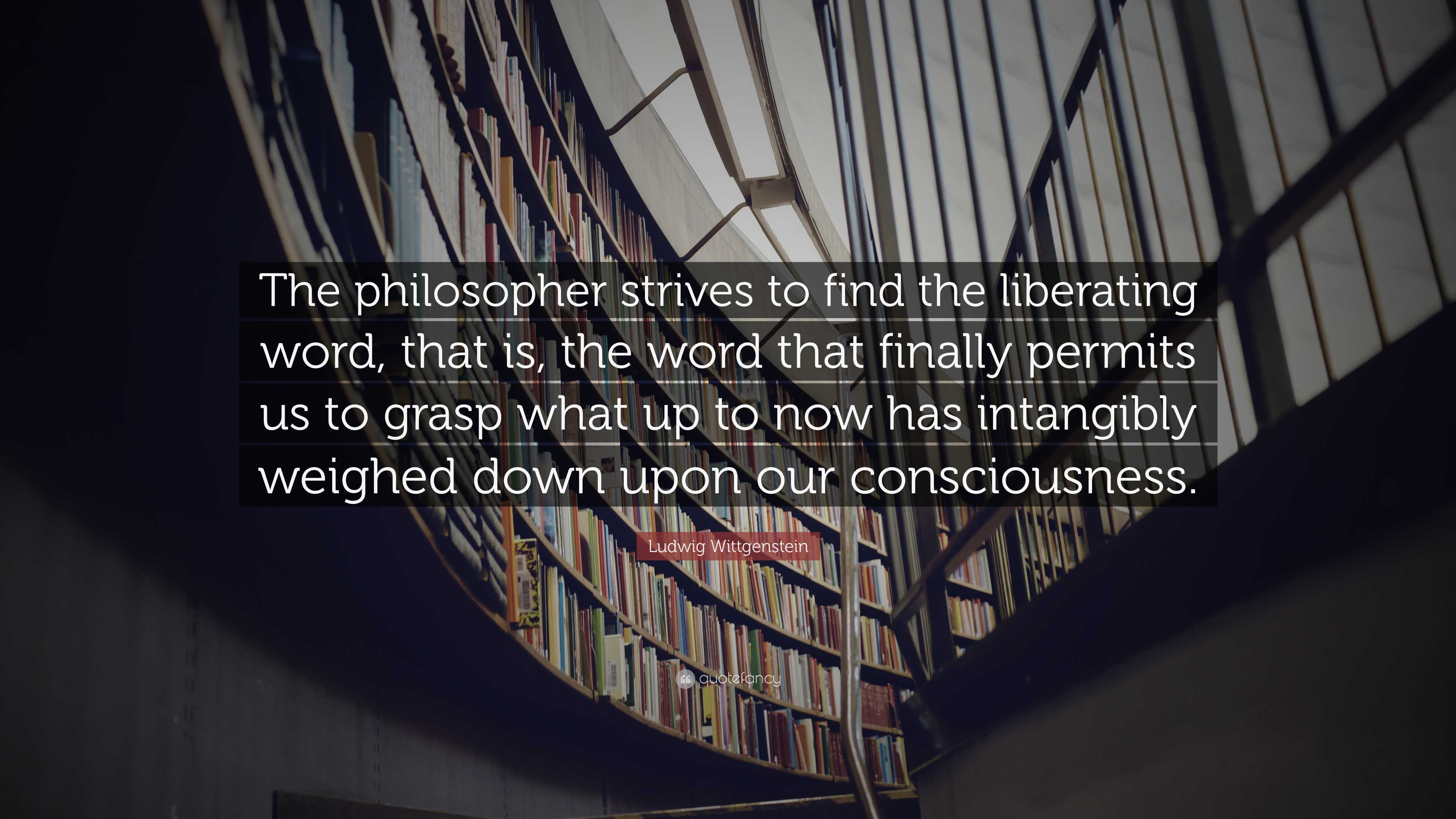 Ludwig Wittgenstein Quote: “The philosopher strives to find the ...