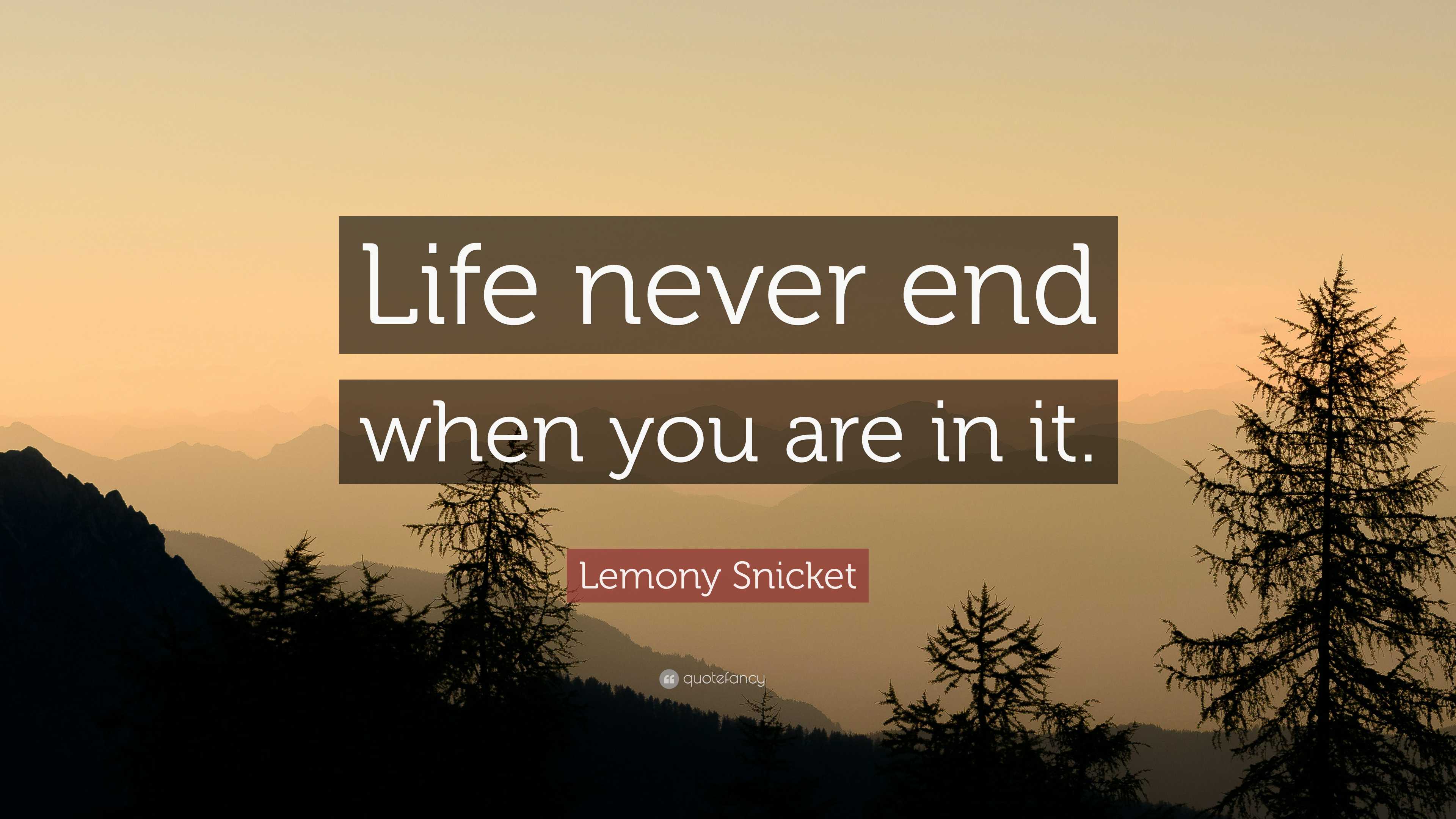 Lemony Snicket Quote: “Life never end when you are in it.”