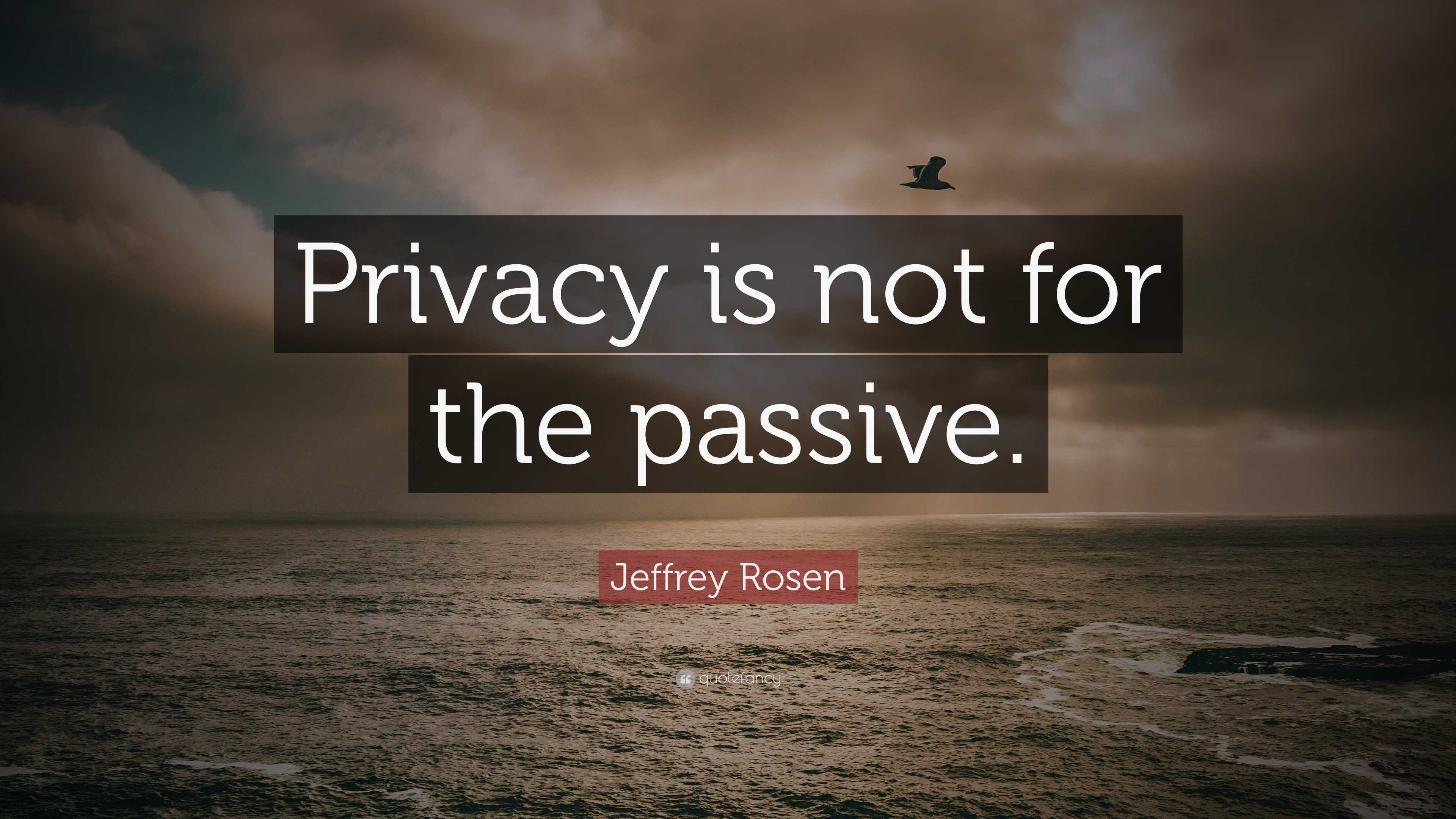 Jeffrey Rosen Quote: “Privacy is not for the passive.”