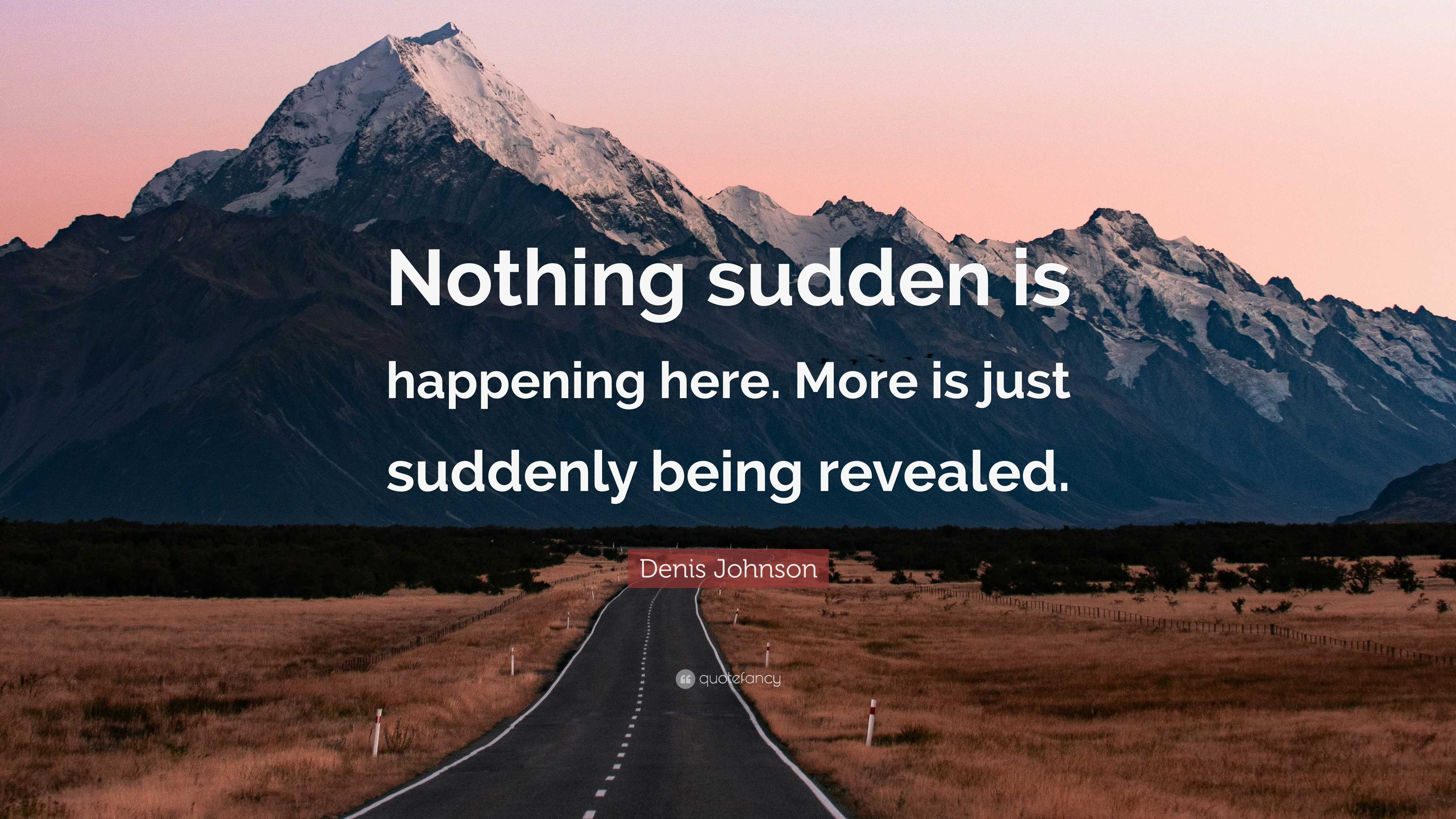 Denis Johnson Quote: “Nothing sudden is happening here. More is just ...
