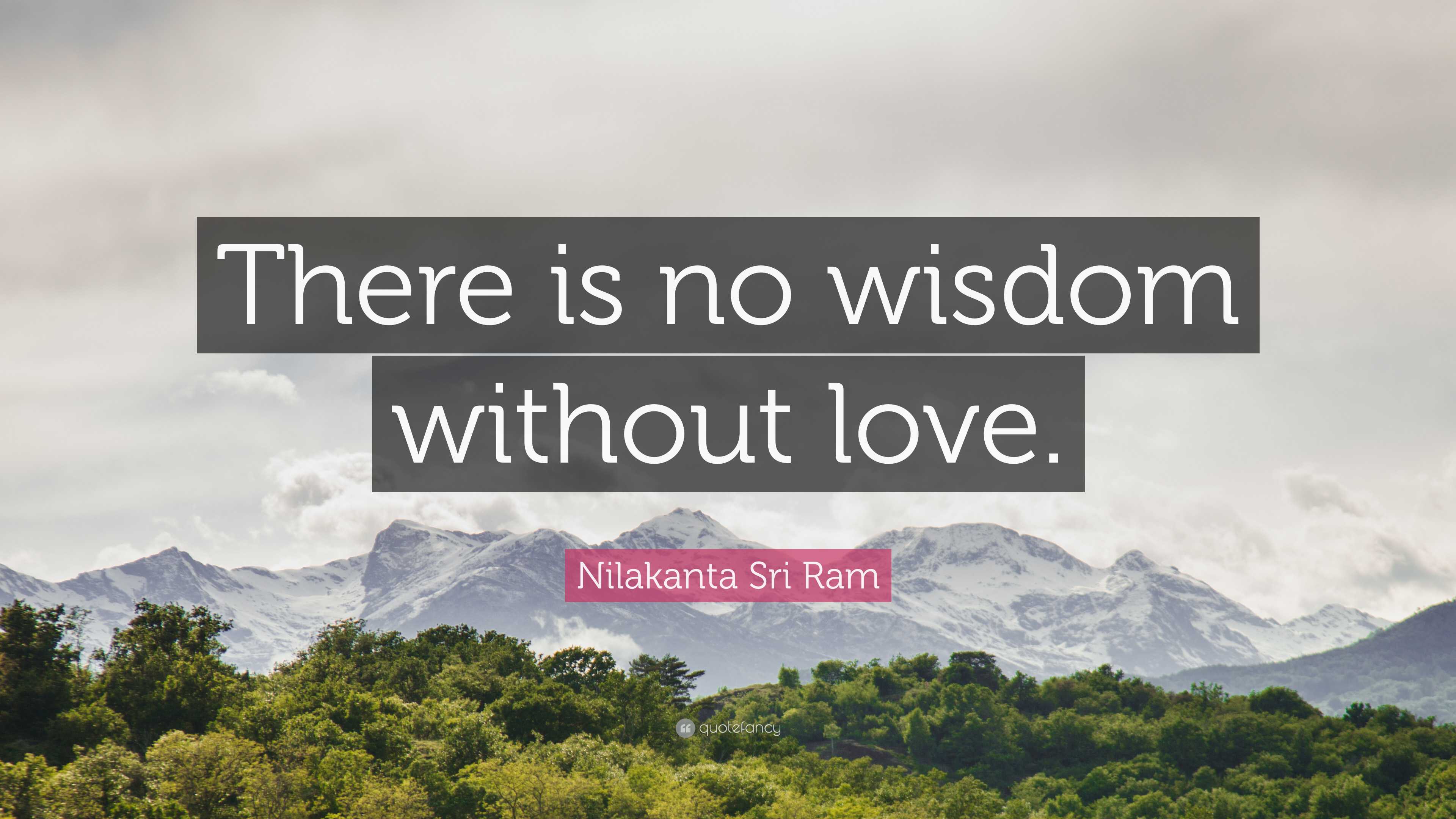 Nilakanta Sri Ram Quote: “There is no wisdom without love.”