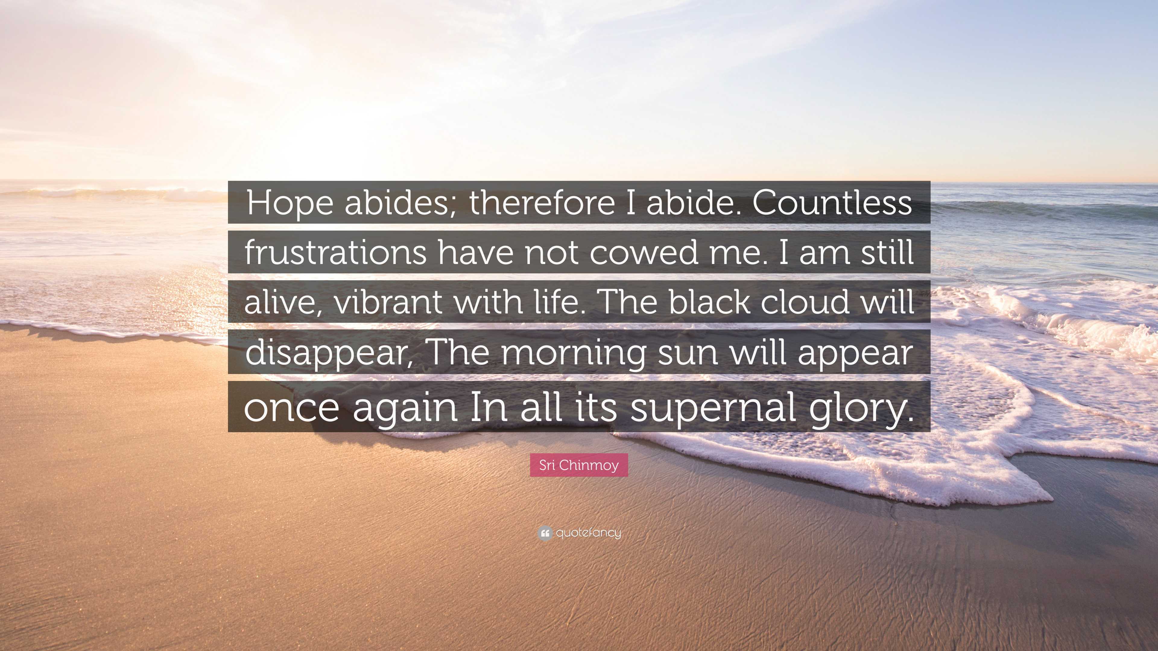 Sri Chinmoy Quote: “Hope abides; therefore I abide. Countless ...