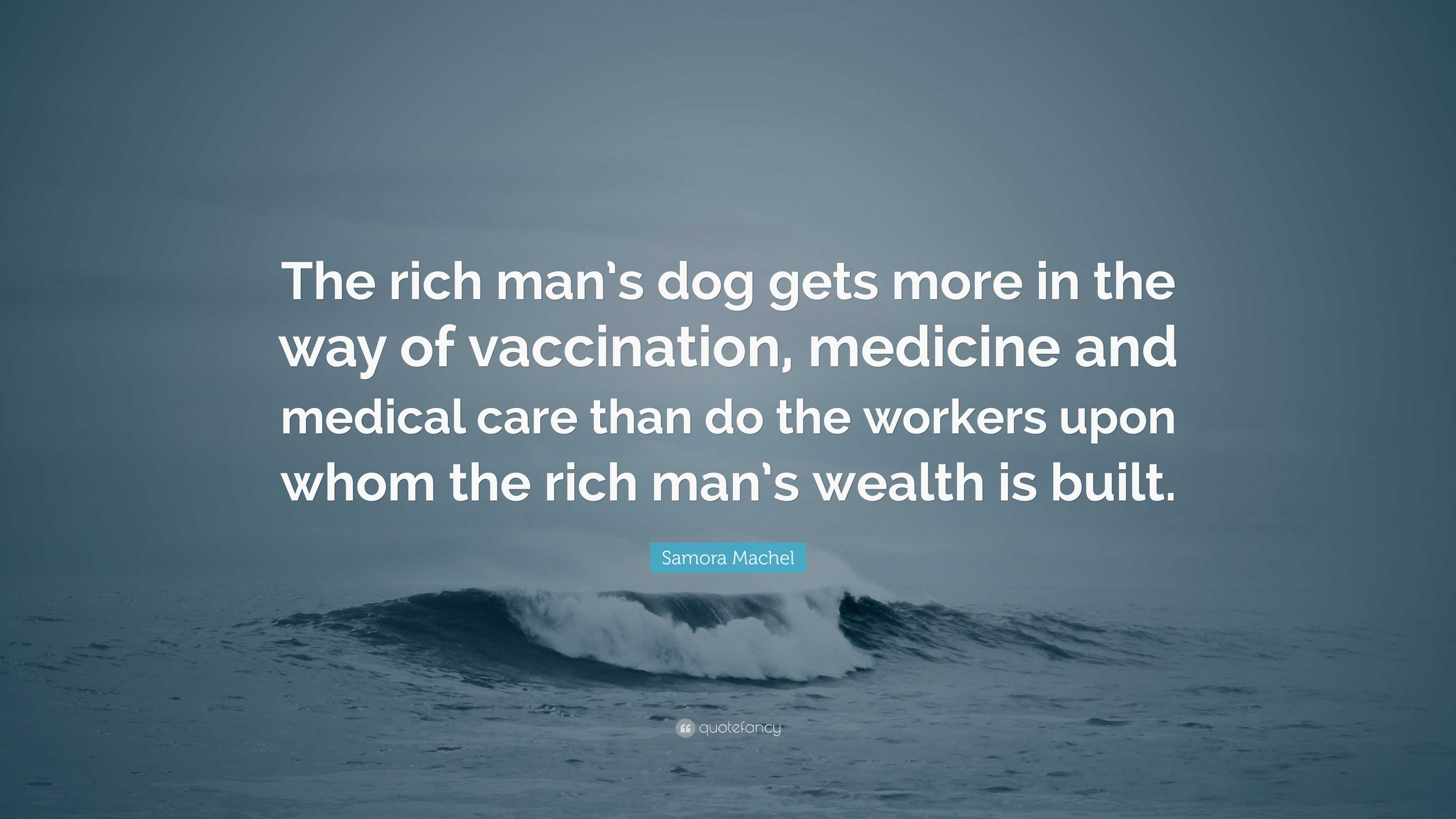 Samora Machel Quote: “The rich man’s dog gets more in the way of ...