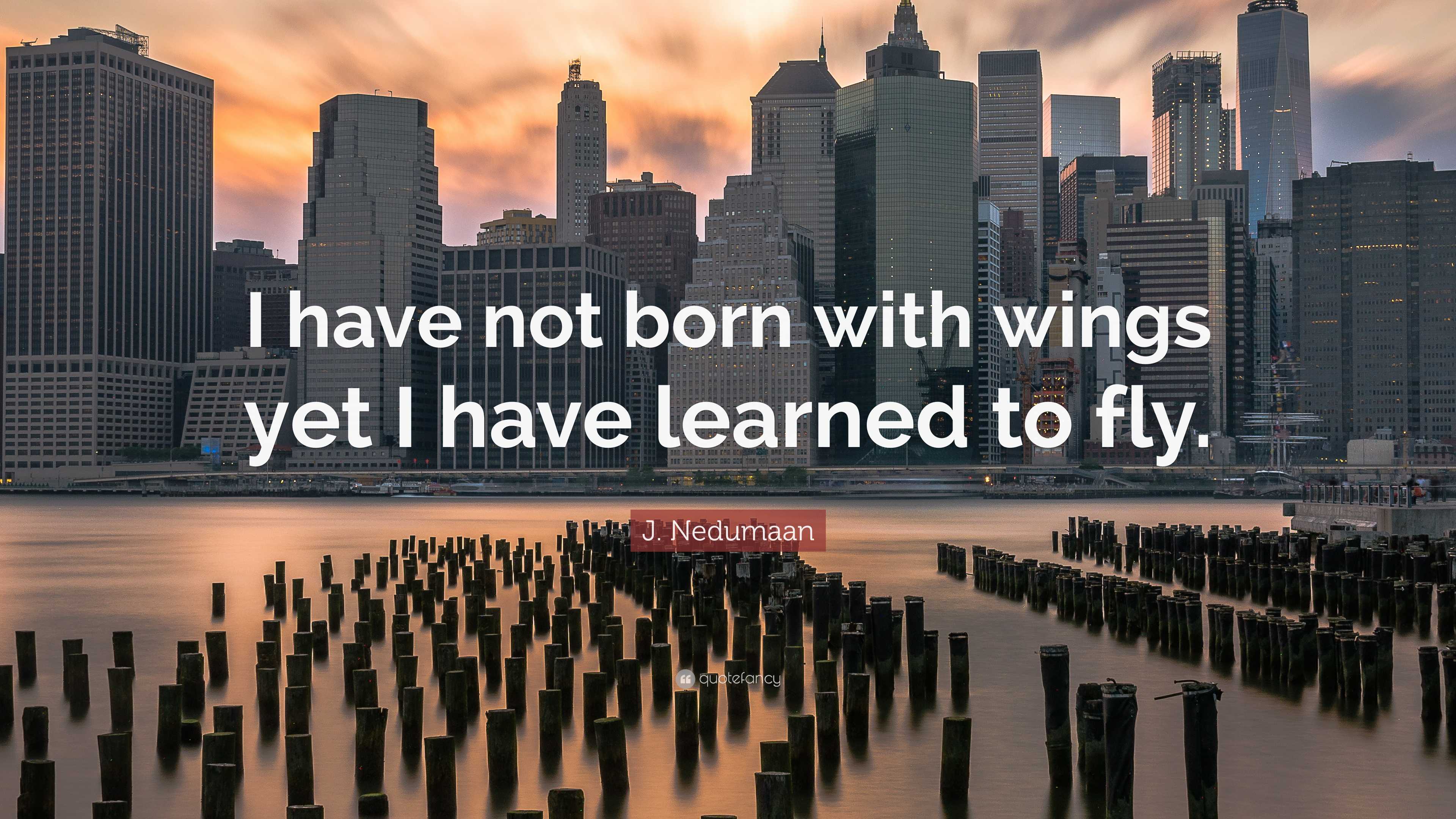 J. Nedumaan Quote: “I have not born with wings yet I have learned to fly.”
