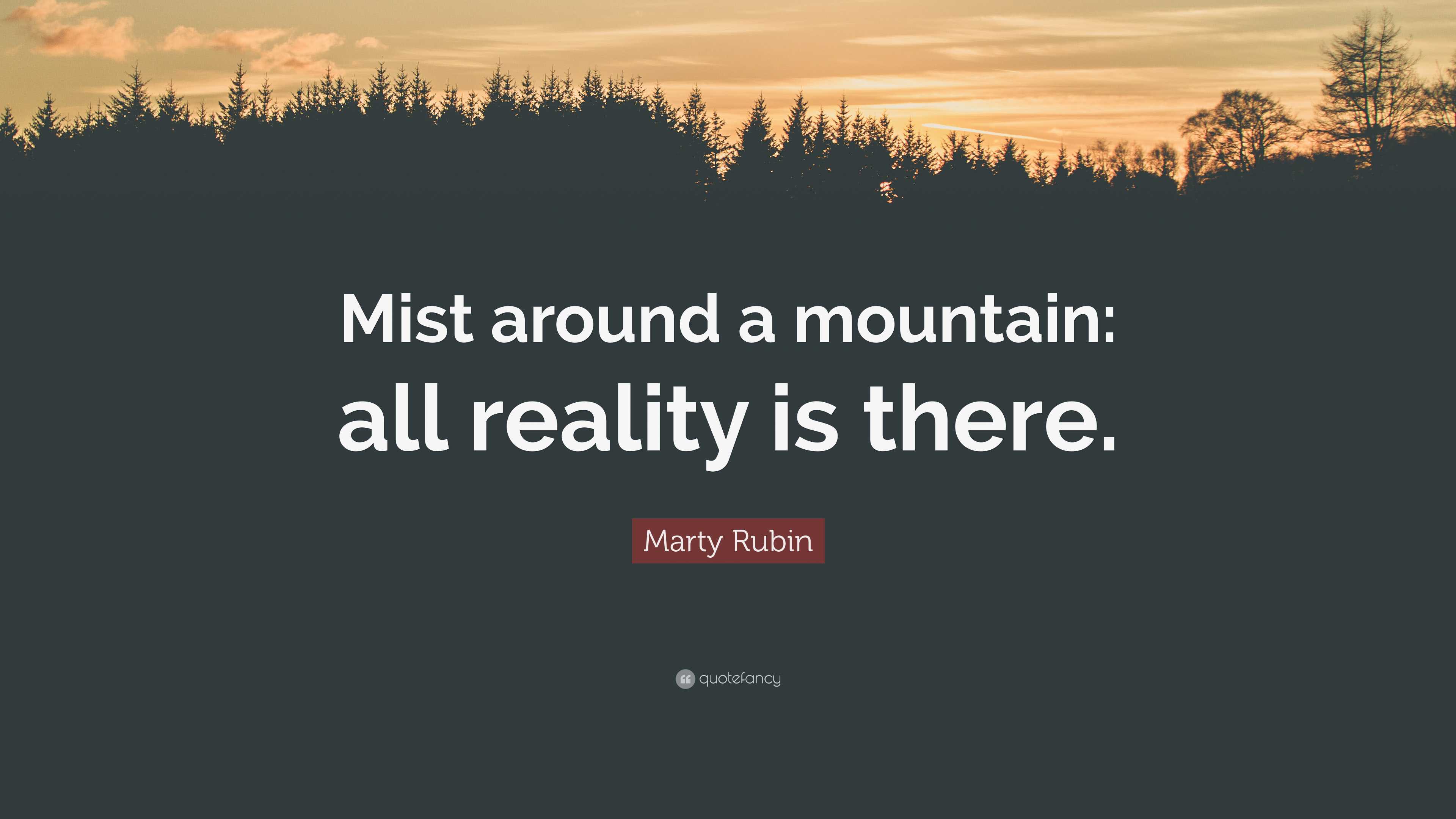 Marty Rubin Quote: “Mist around a mountain: all reality is there.”