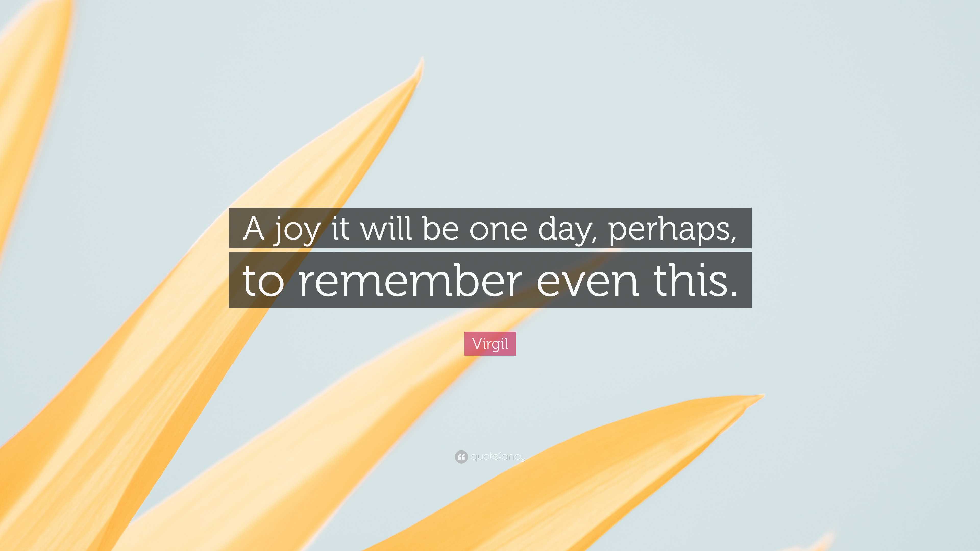 Virgil Quote: “A joy it will be one day, perhaps, to remember even this.”