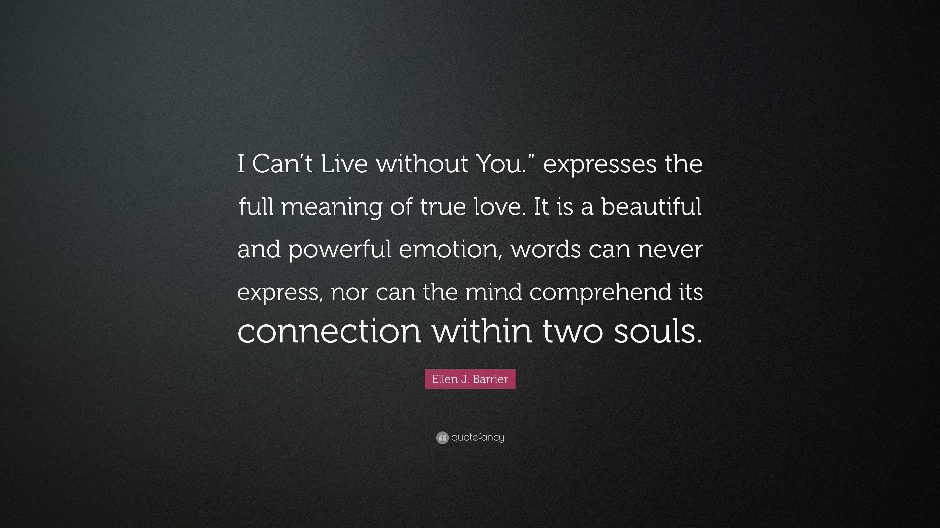 Ellen J. Barrier Quote: “I Can’t Live without You.” expresses the full ...