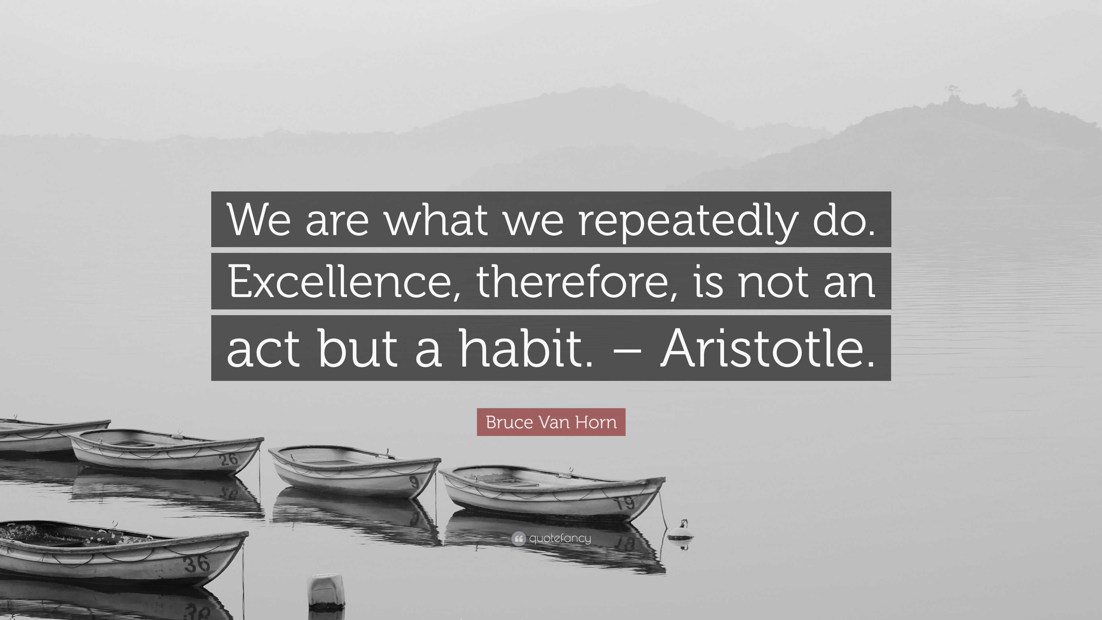 Bruce Van Horn Quote: “We are what we repeatedly do. Excellence ...