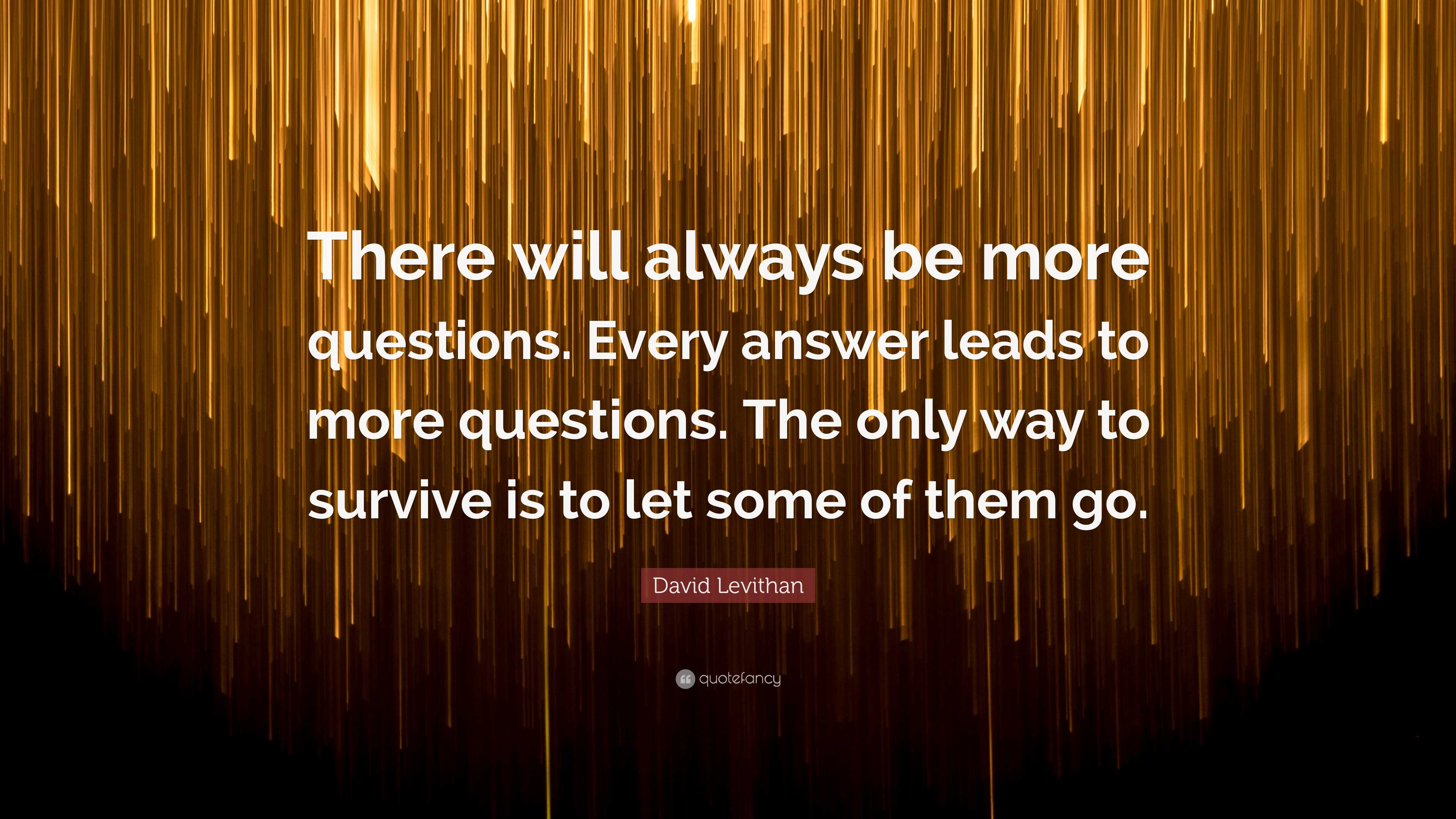 David Levithan Quote: “There will always be more questions. Every ...