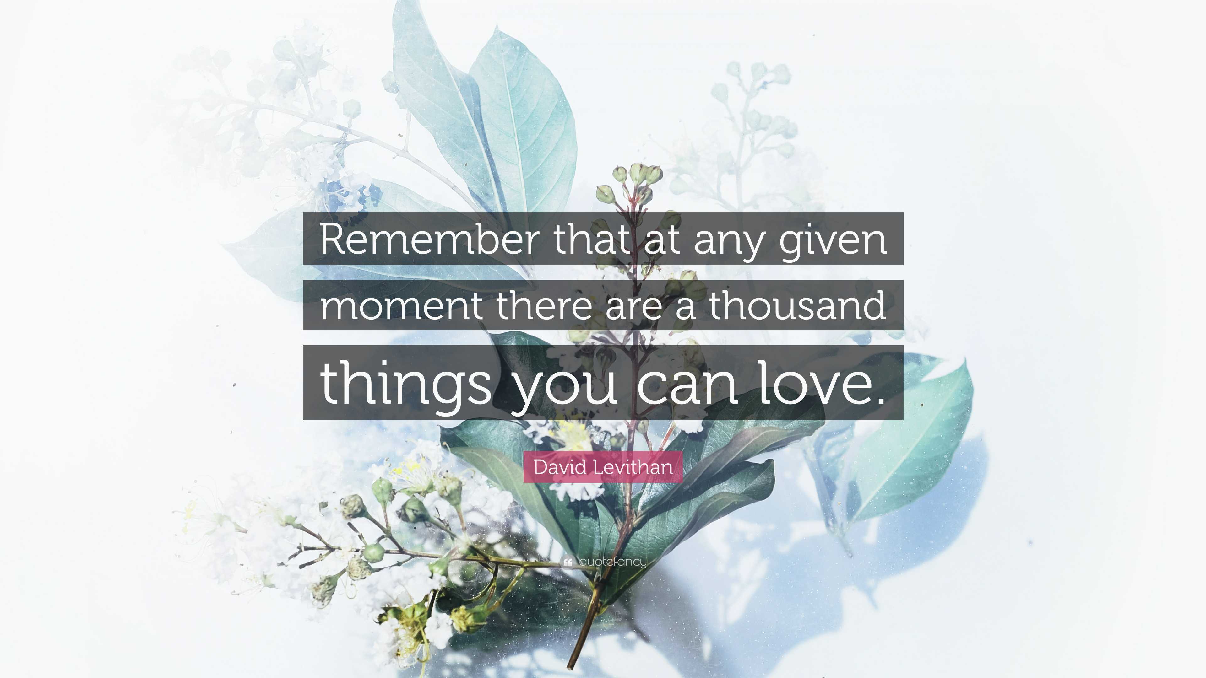 David Levithan Quote: “Remember that at any given moment there are a ...