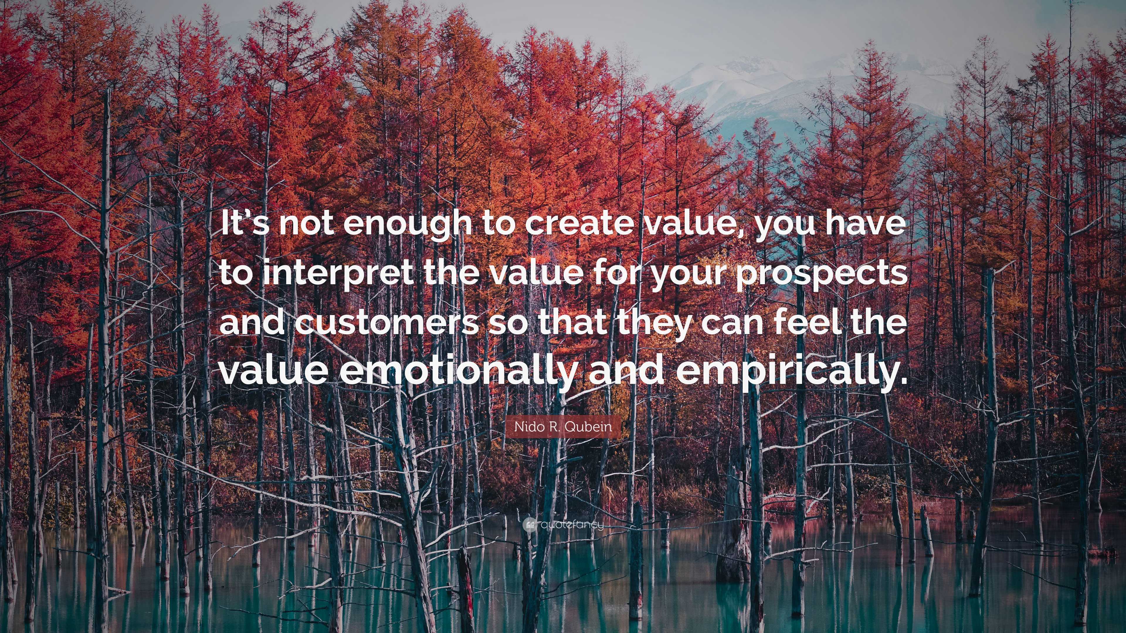 Nido R. Qubein Quote: “It’s not enough to create value, you have to ...