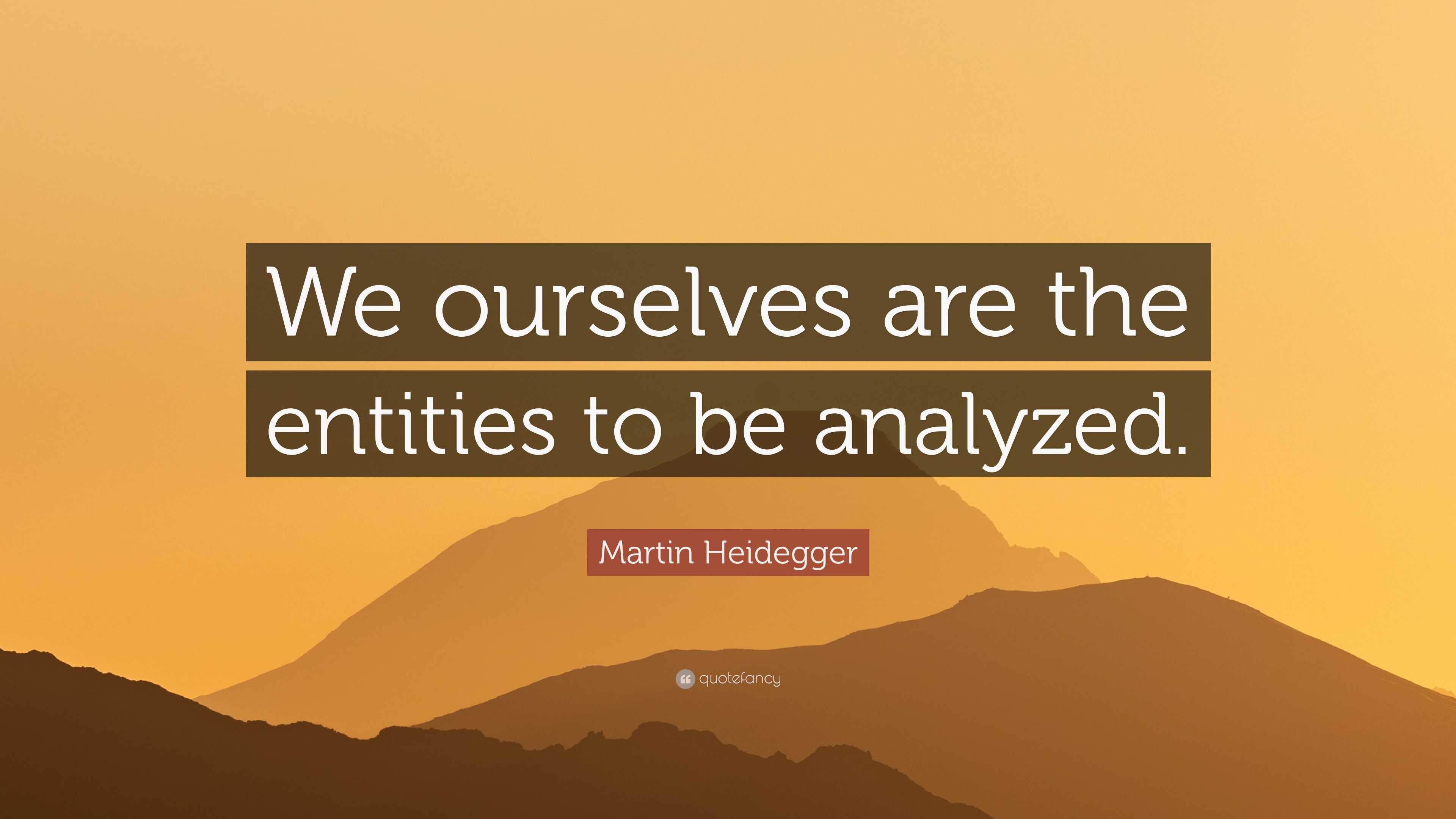Martin Heidegger Quote: “We ourselves are the entities to be analyzed.”