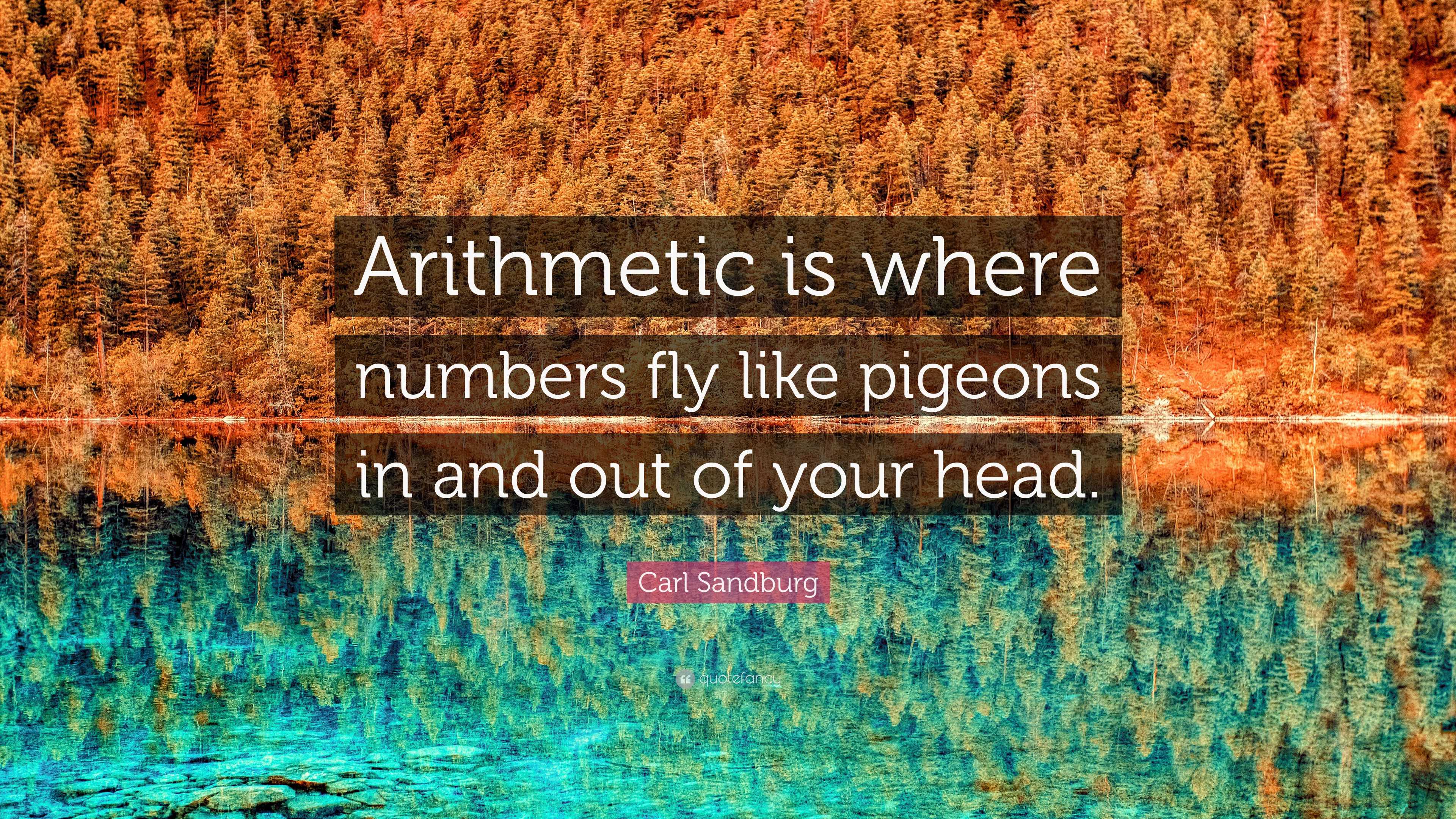 Carl Sandburg Quote: “Arithmetic is where numbers fly like pigeons in ...