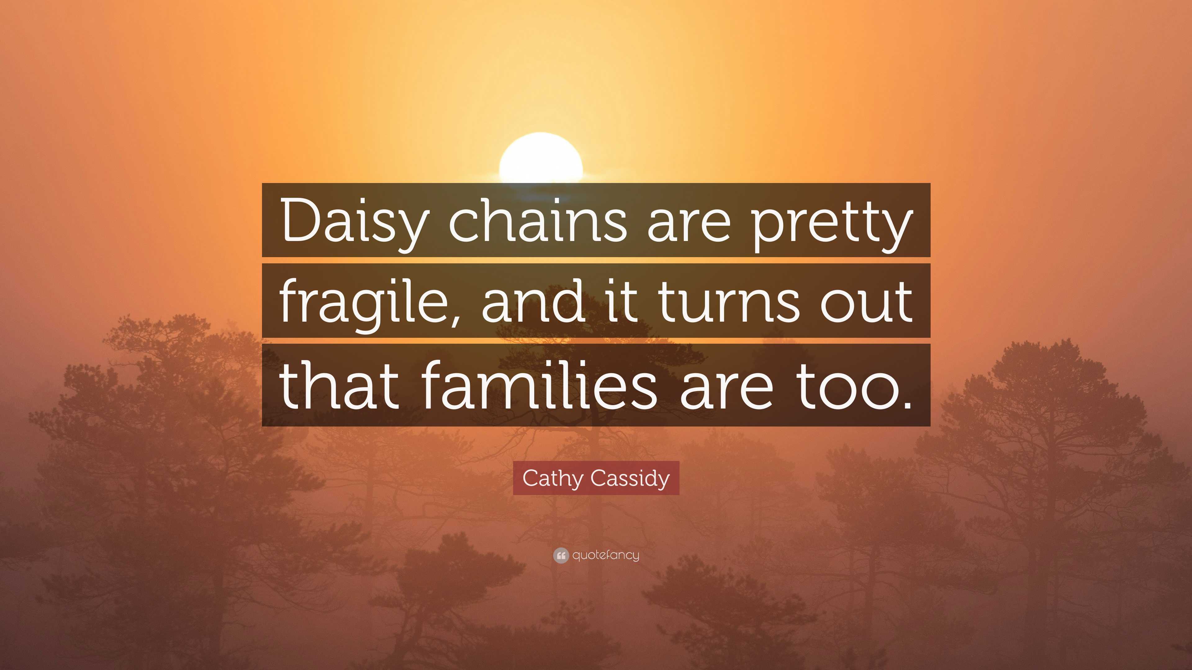 Cathy Cassidy Quote: “Daisy chains are pretty fragile, and it turns out ...
