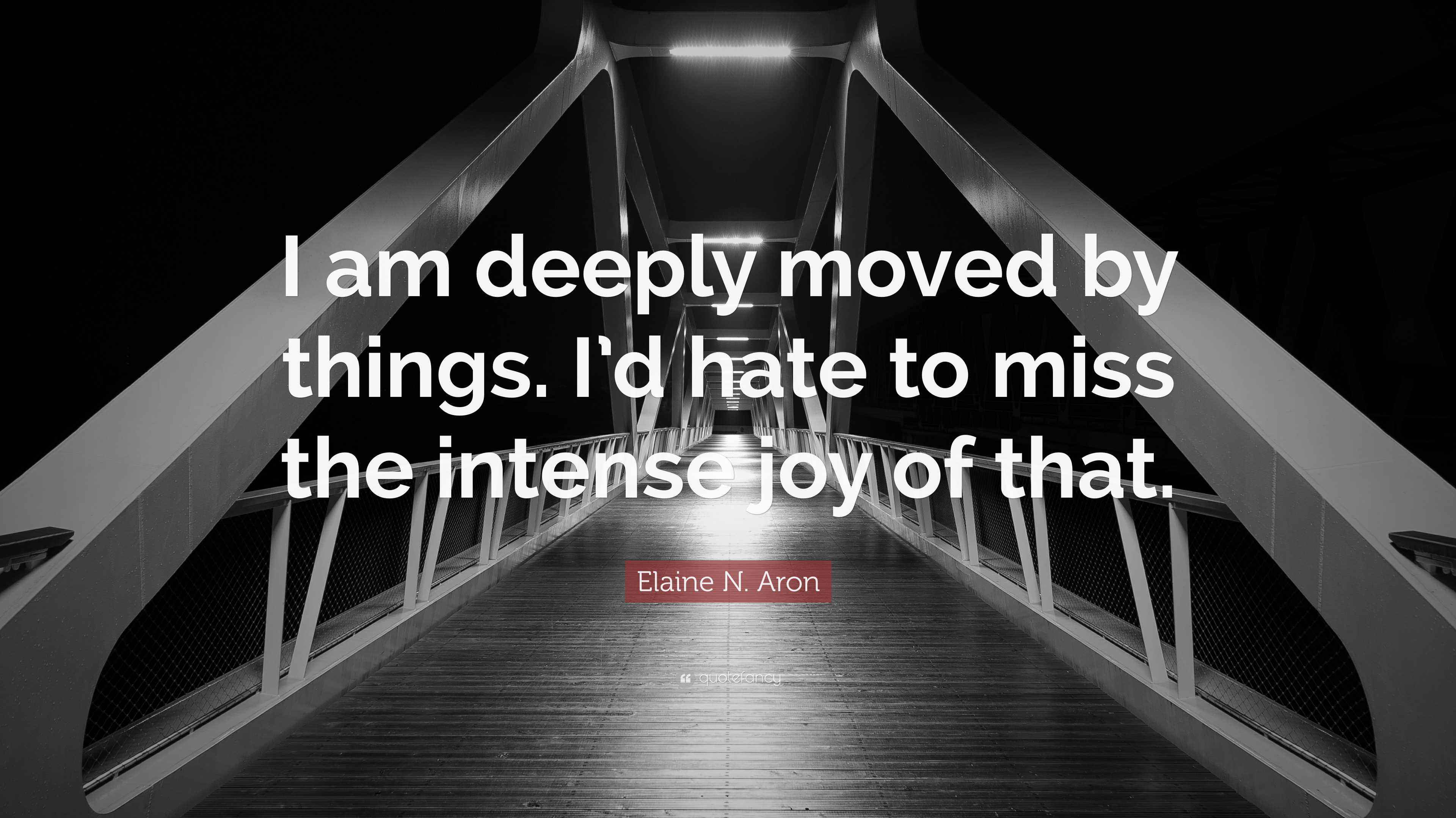 Elaine N. Aron Quote: “I am deeply moved by things. I’d hate to miss ...
