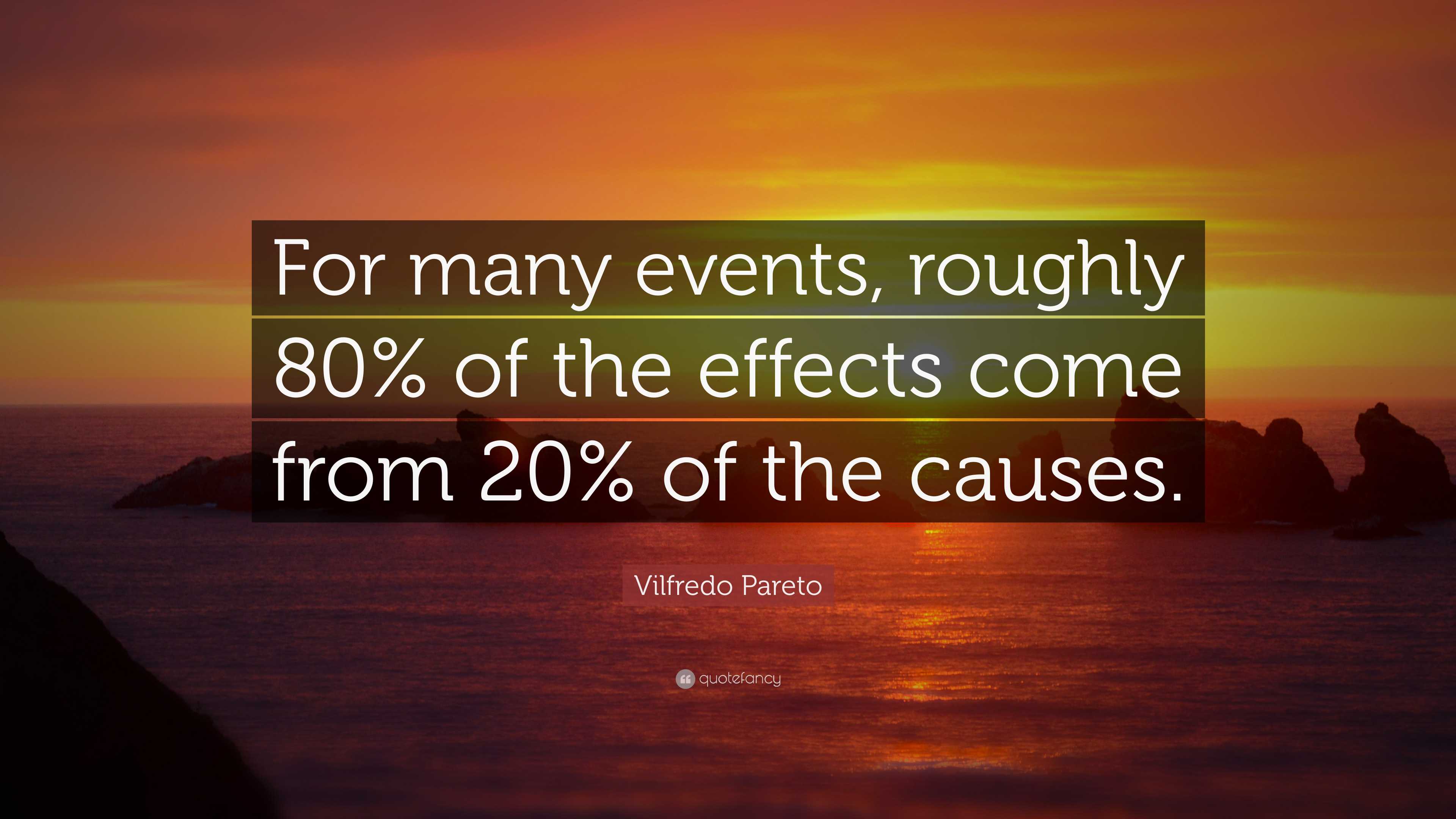 Vilfredo Pareto Quote: “For many events, roughly 80% of the effects ...