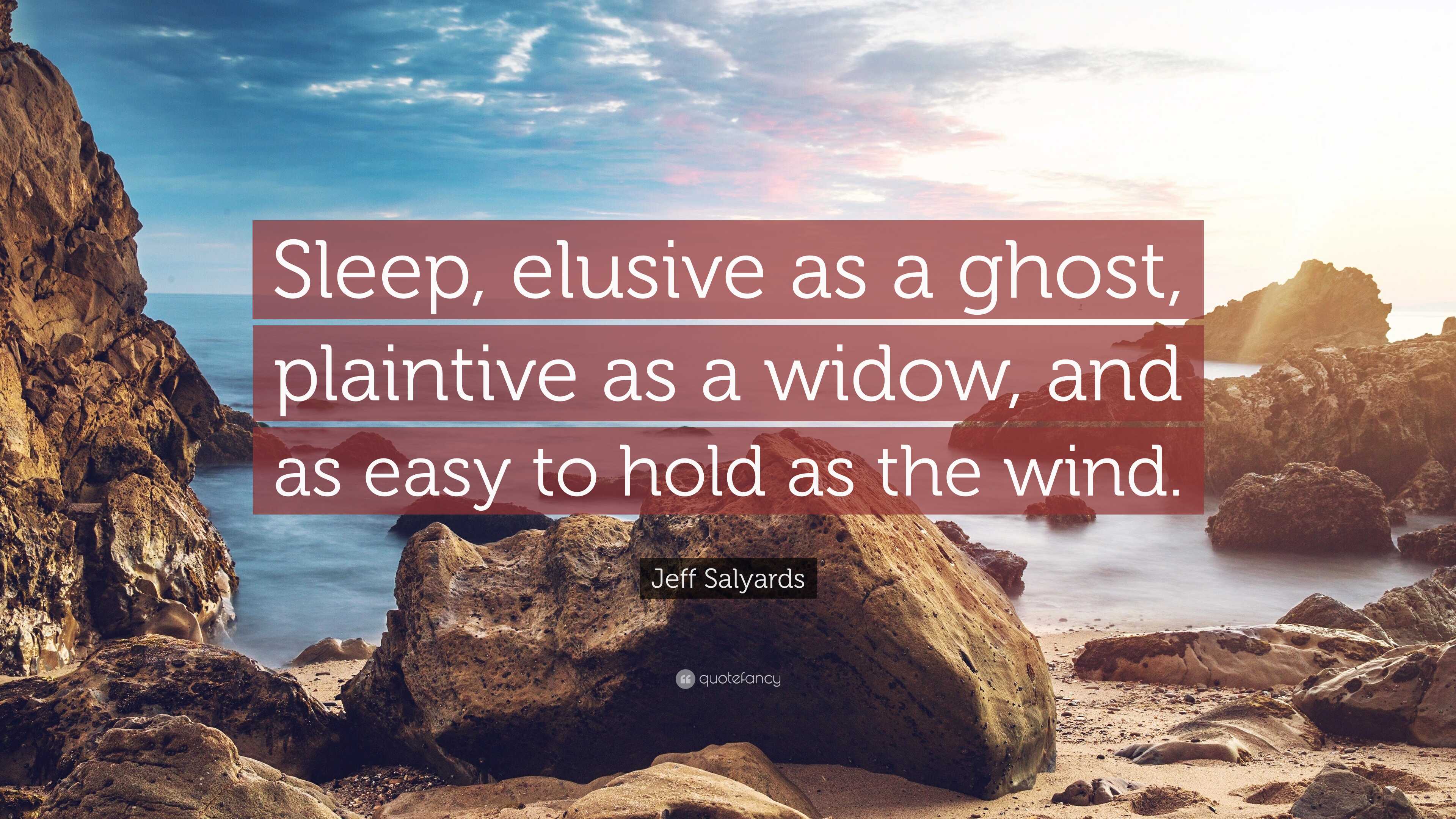 Jeff Salyards Quote: “Sleep, elusive as a ghost, plaintive as a widow ...