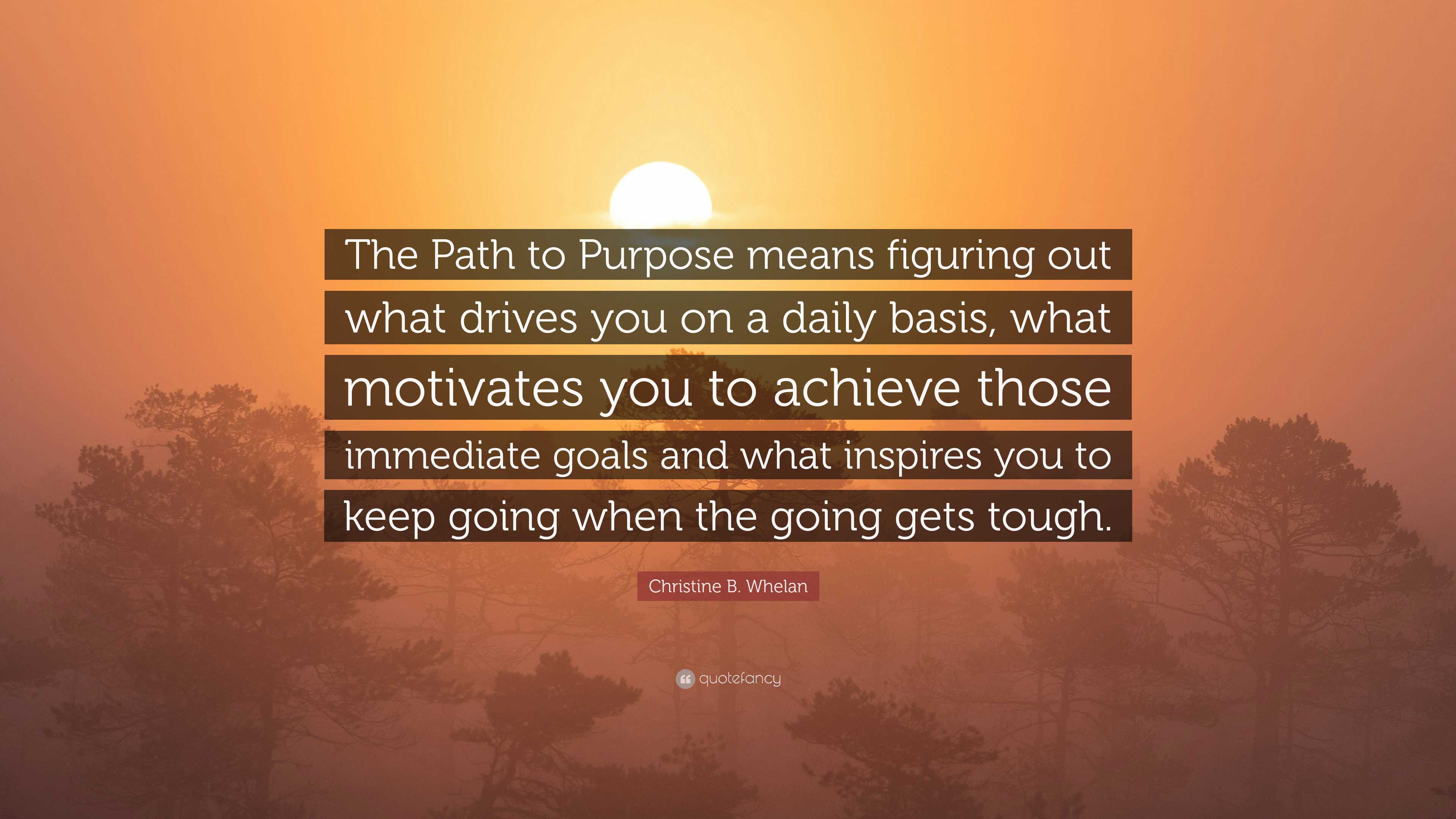 Christine B. Whelan Quote: “The Path to Purpose means figuring out what ...