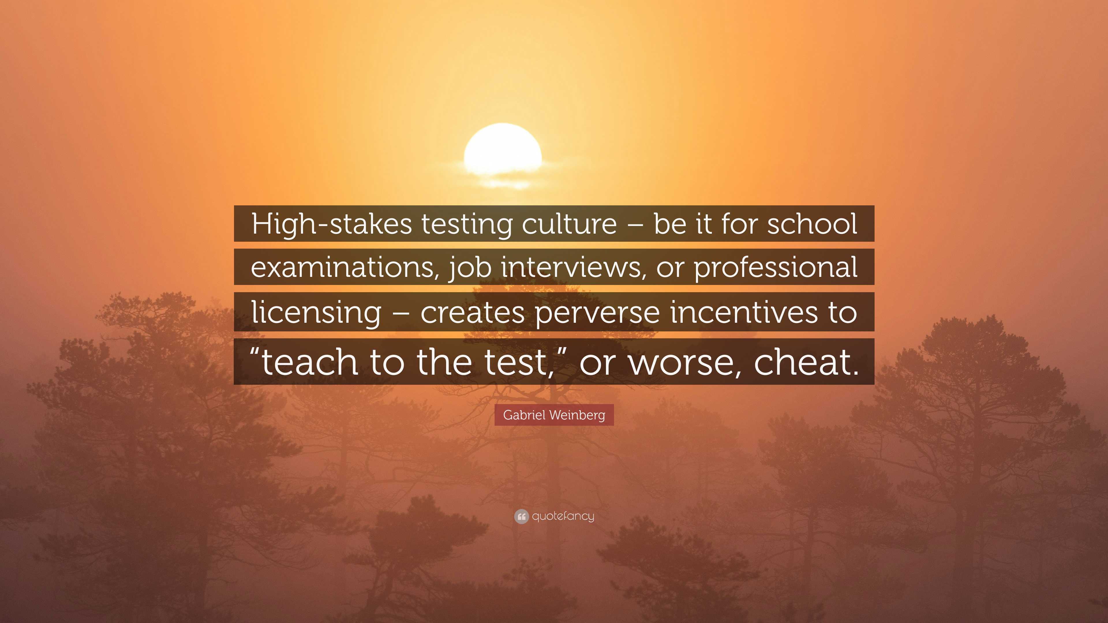 Gabriel Weinberg Quote: “High-stakes testing culture – be it for school ...