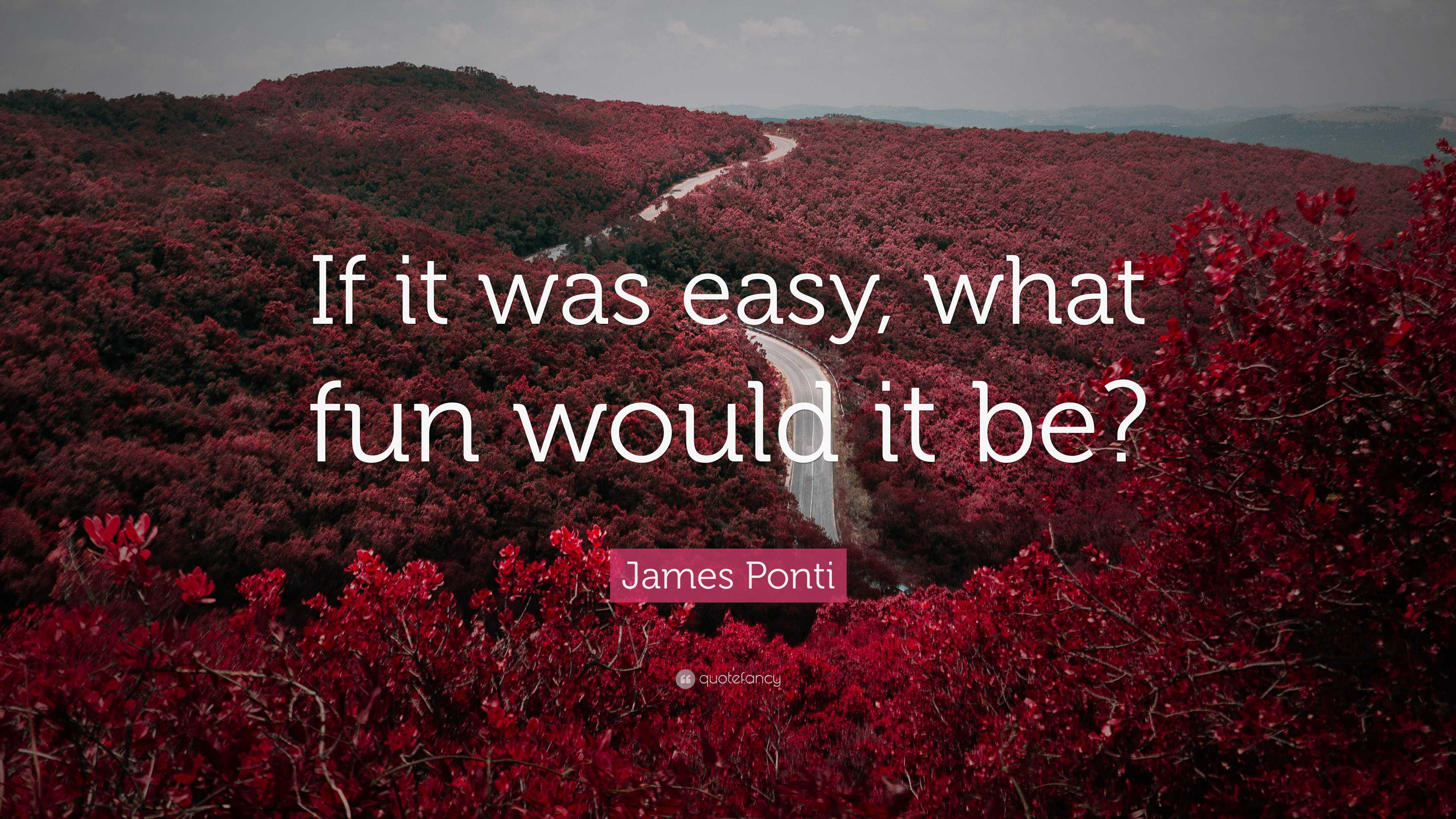 James Ponti Quote: “If it was easy, what fun would it be?”