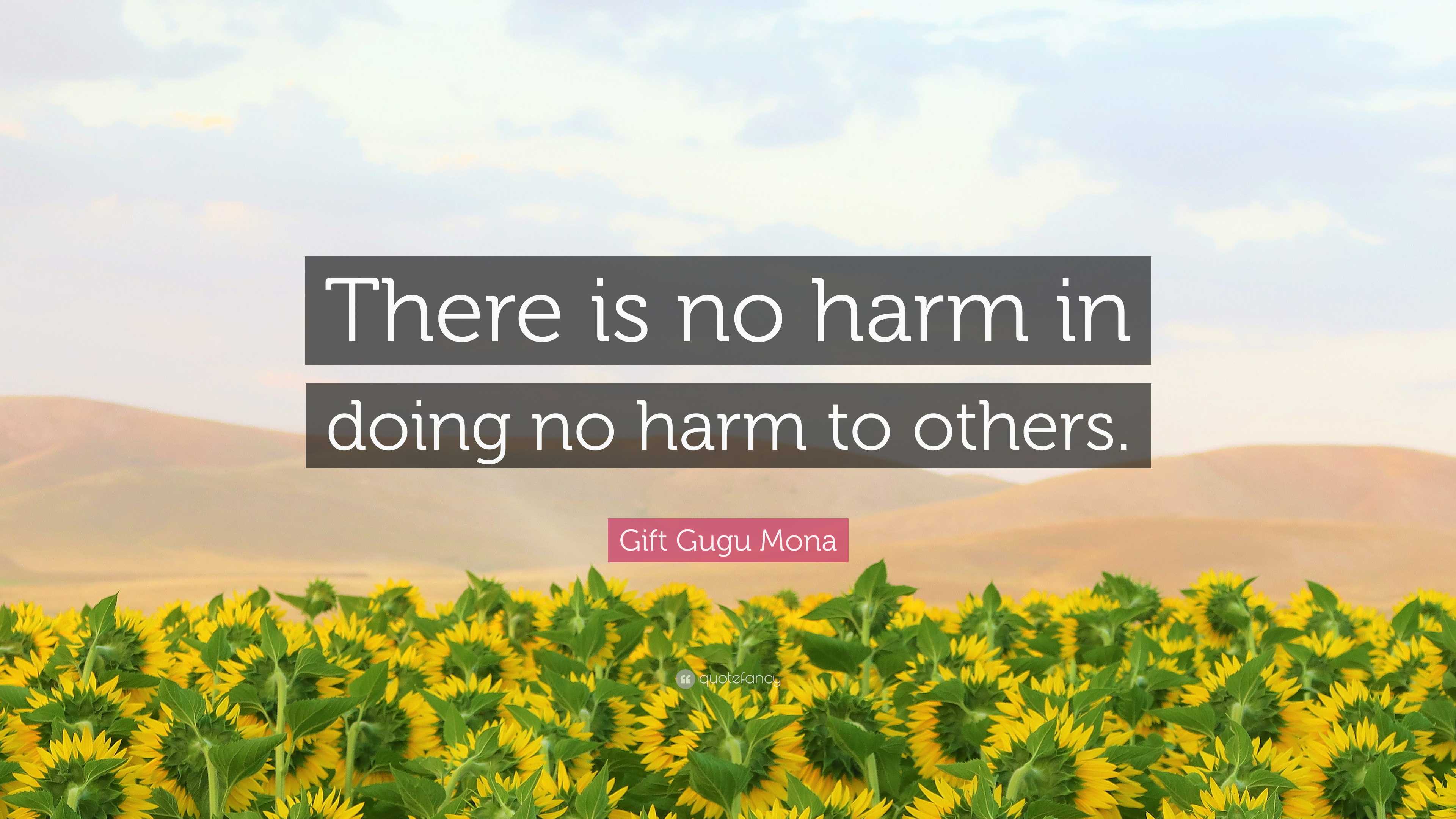 Gift Gugu Mona Quote: “There is no harm in doing no harm to others.”