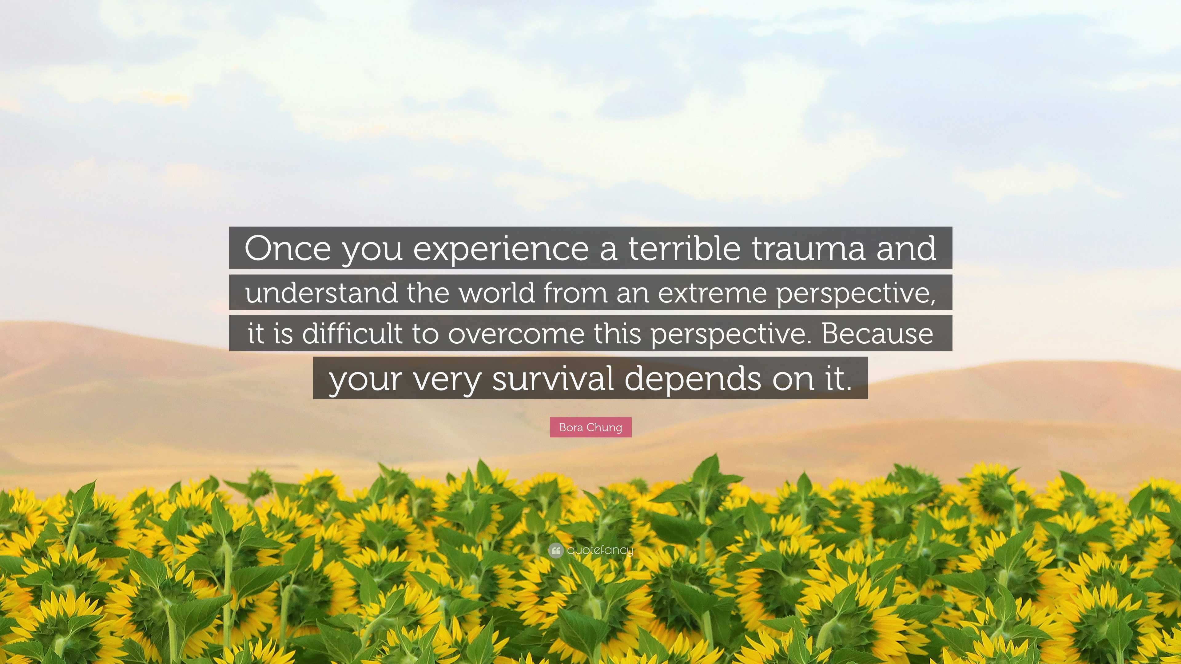 Bora Chung Quote: “Once you experience a terrible trauma and understand ...