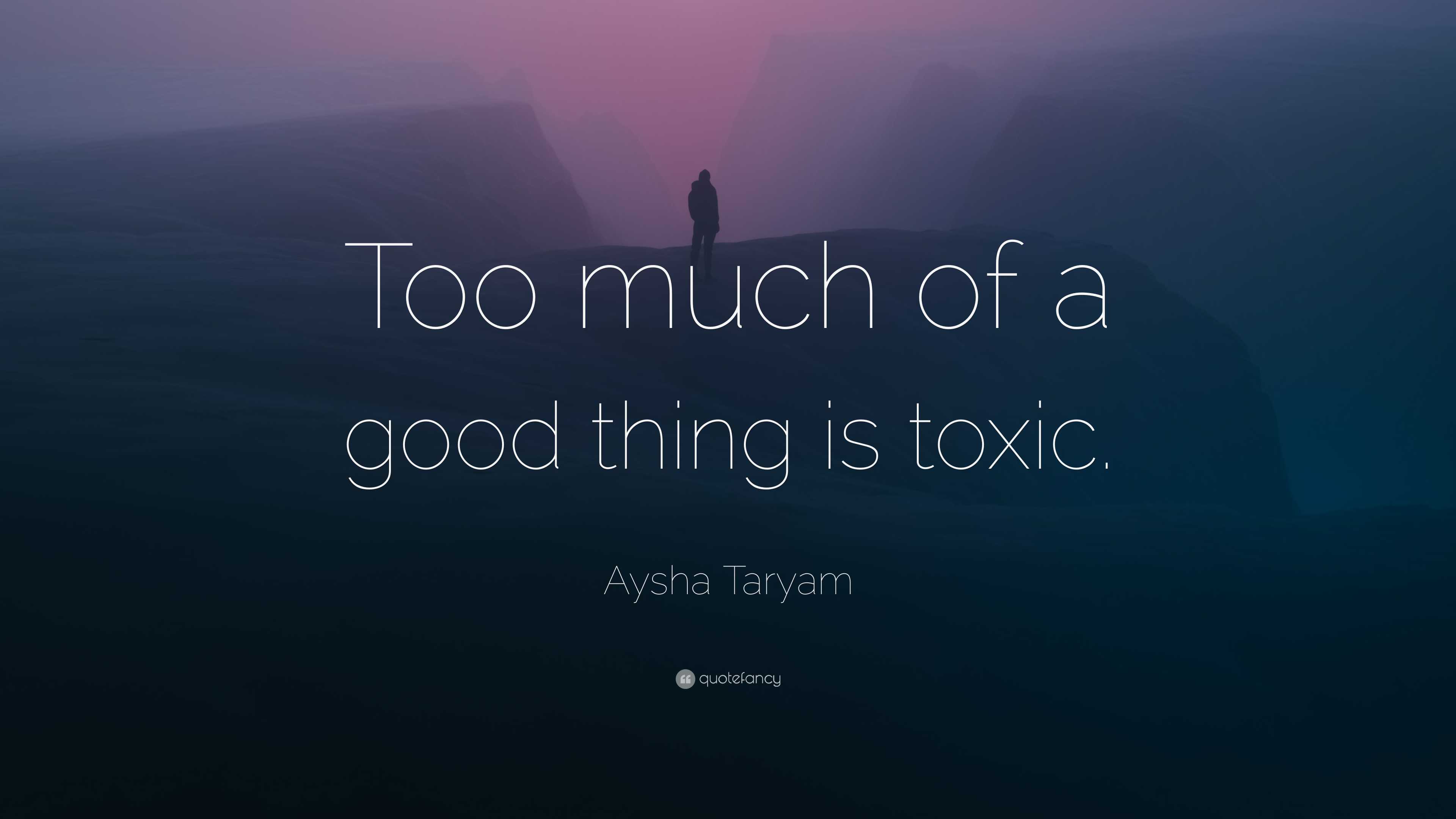 Aysha Taryam Quote: “Too much of a good thing is toxic.”