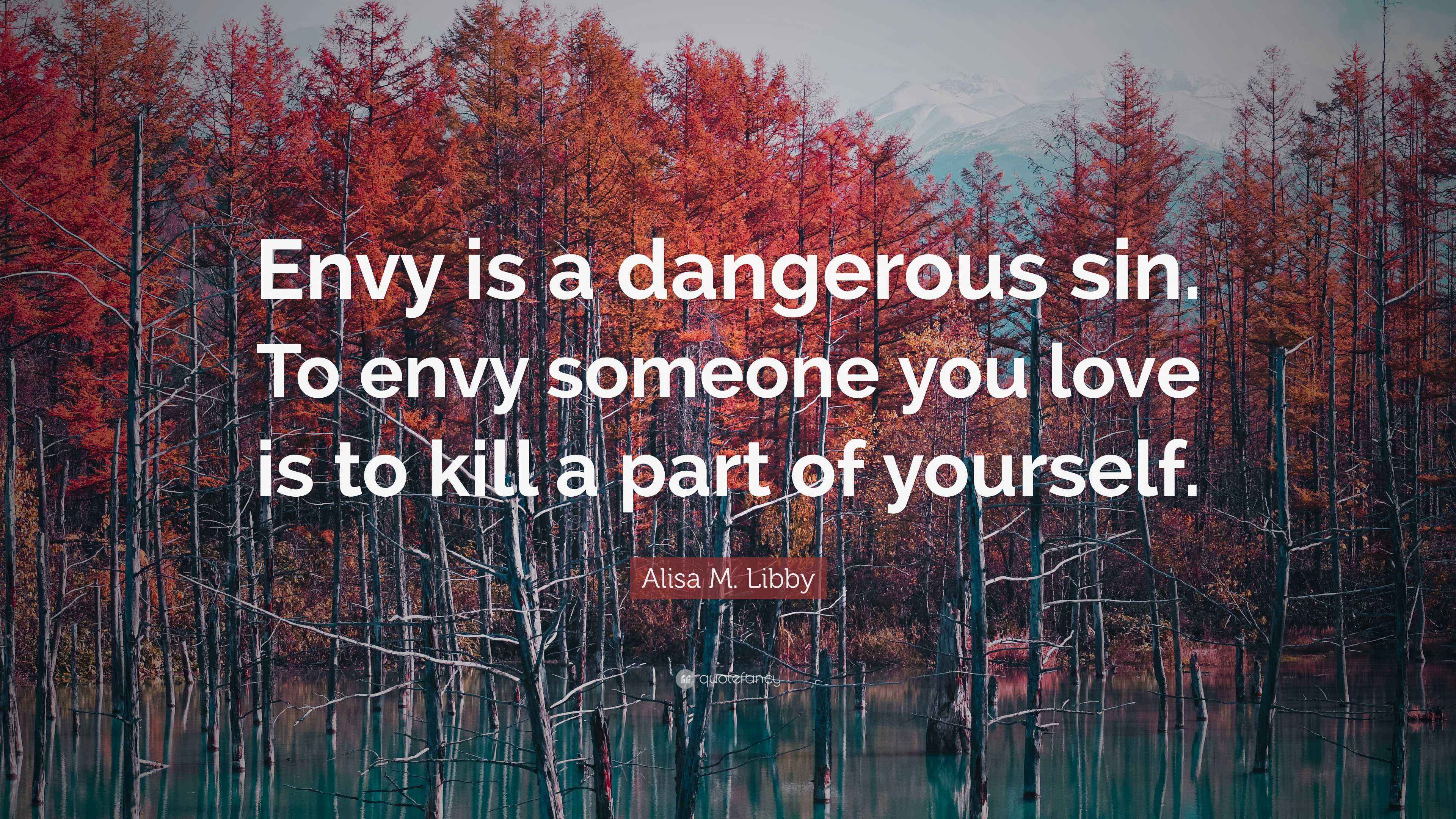 Alisa M. Libby Quote: “Envy is a dangerous sin. To envy someone you ...