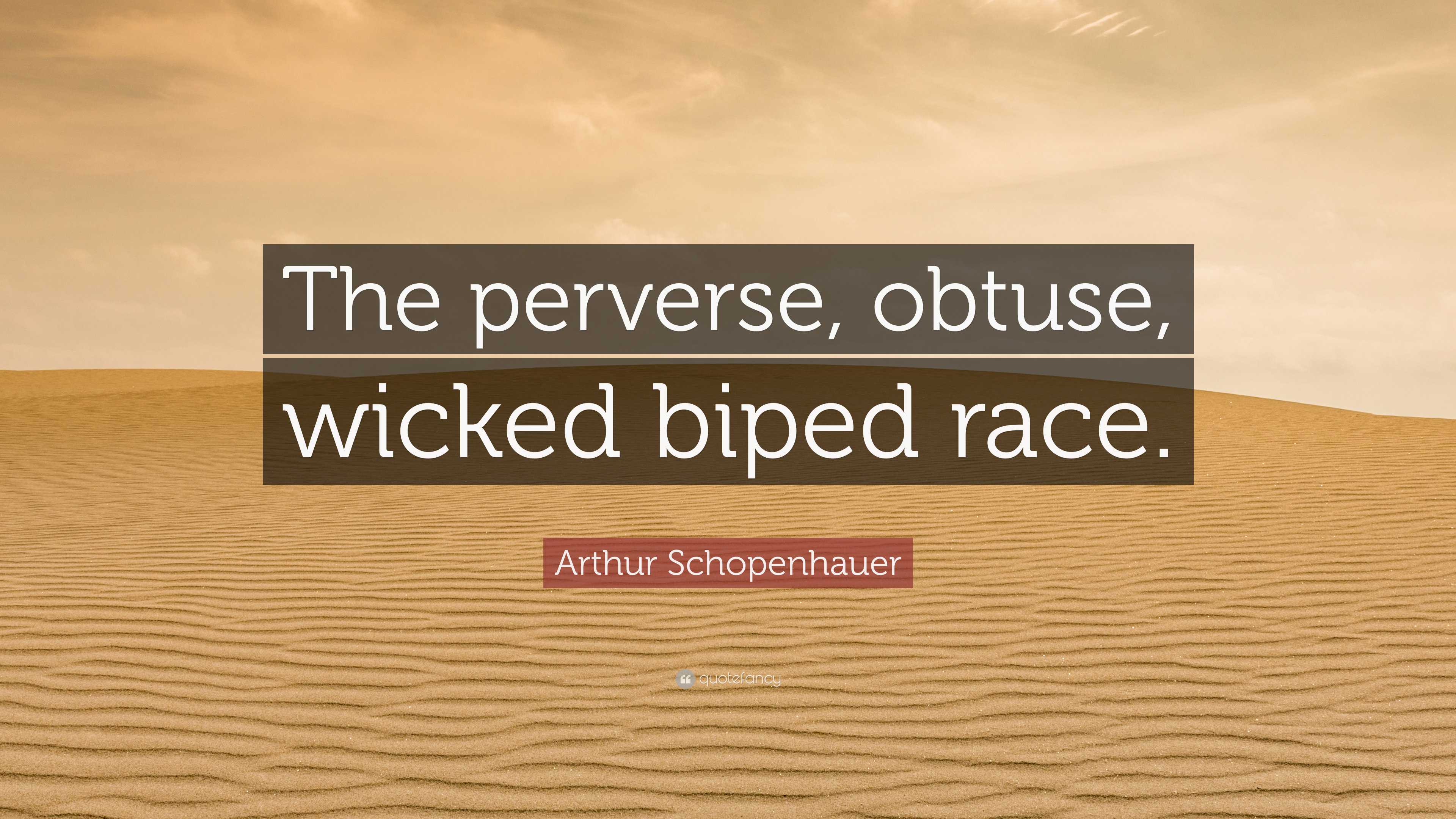 Arthur Schopenhauer Quote: “The perverse, obtuse, wicked biped race.”