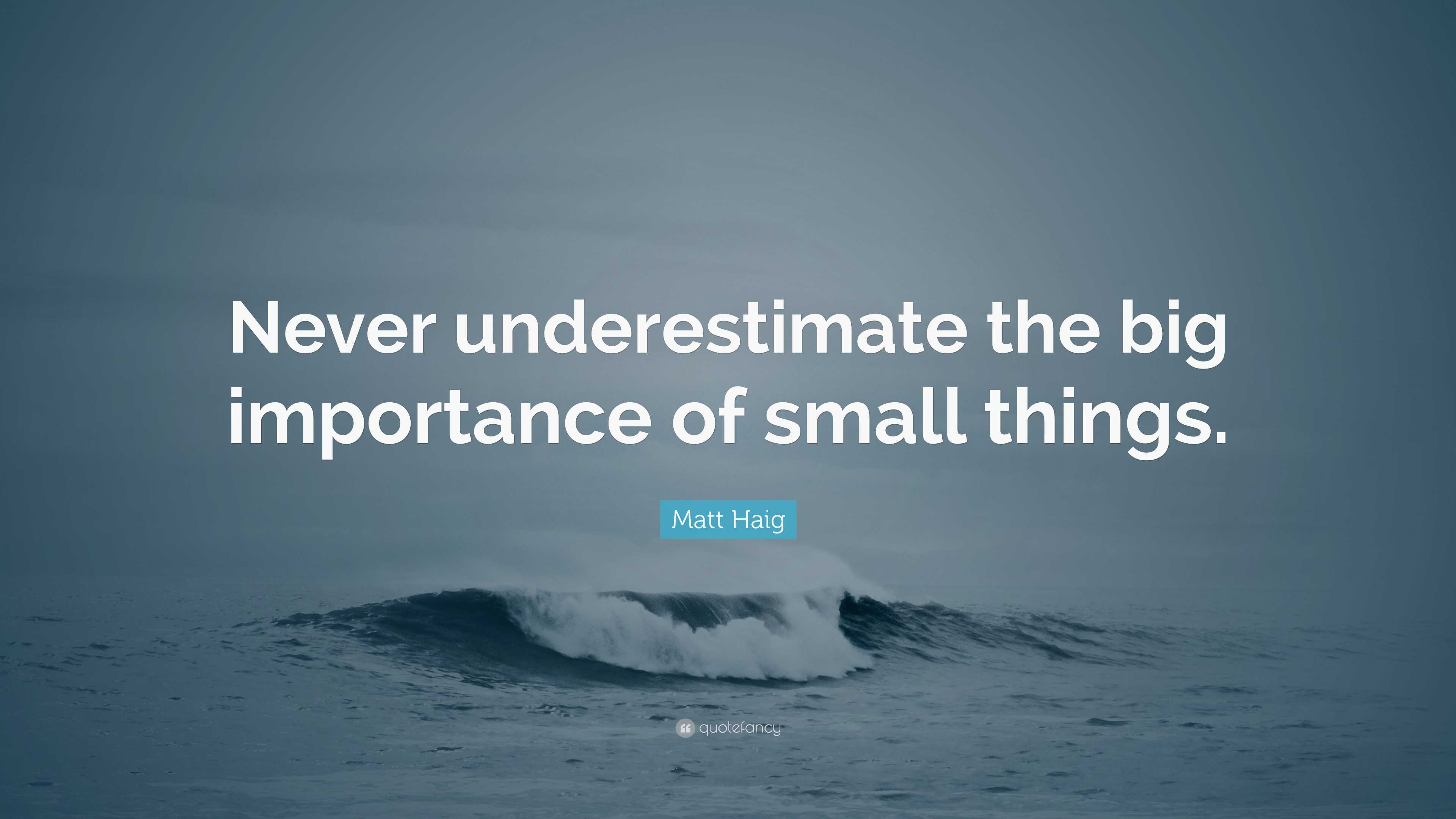 Matt Haig Quote: “Never underestimate the big importance of small things.”