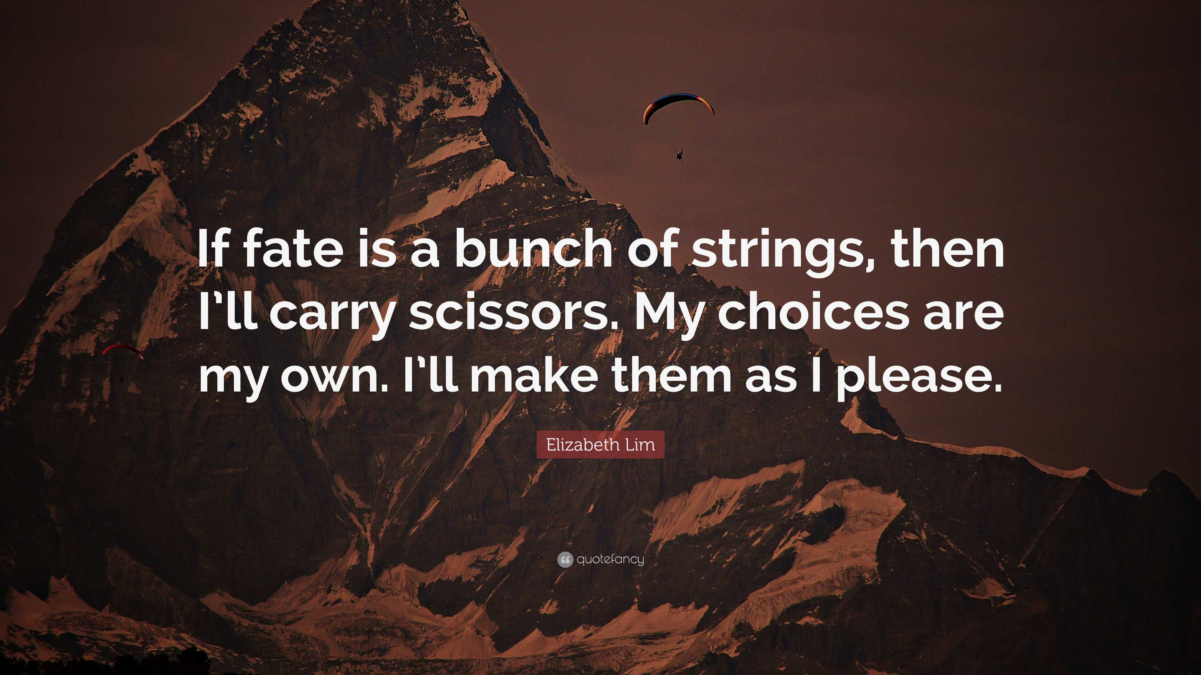 Elizabeth Lim Quote: “If fate is a bunch of strings, then I’ll carry ...