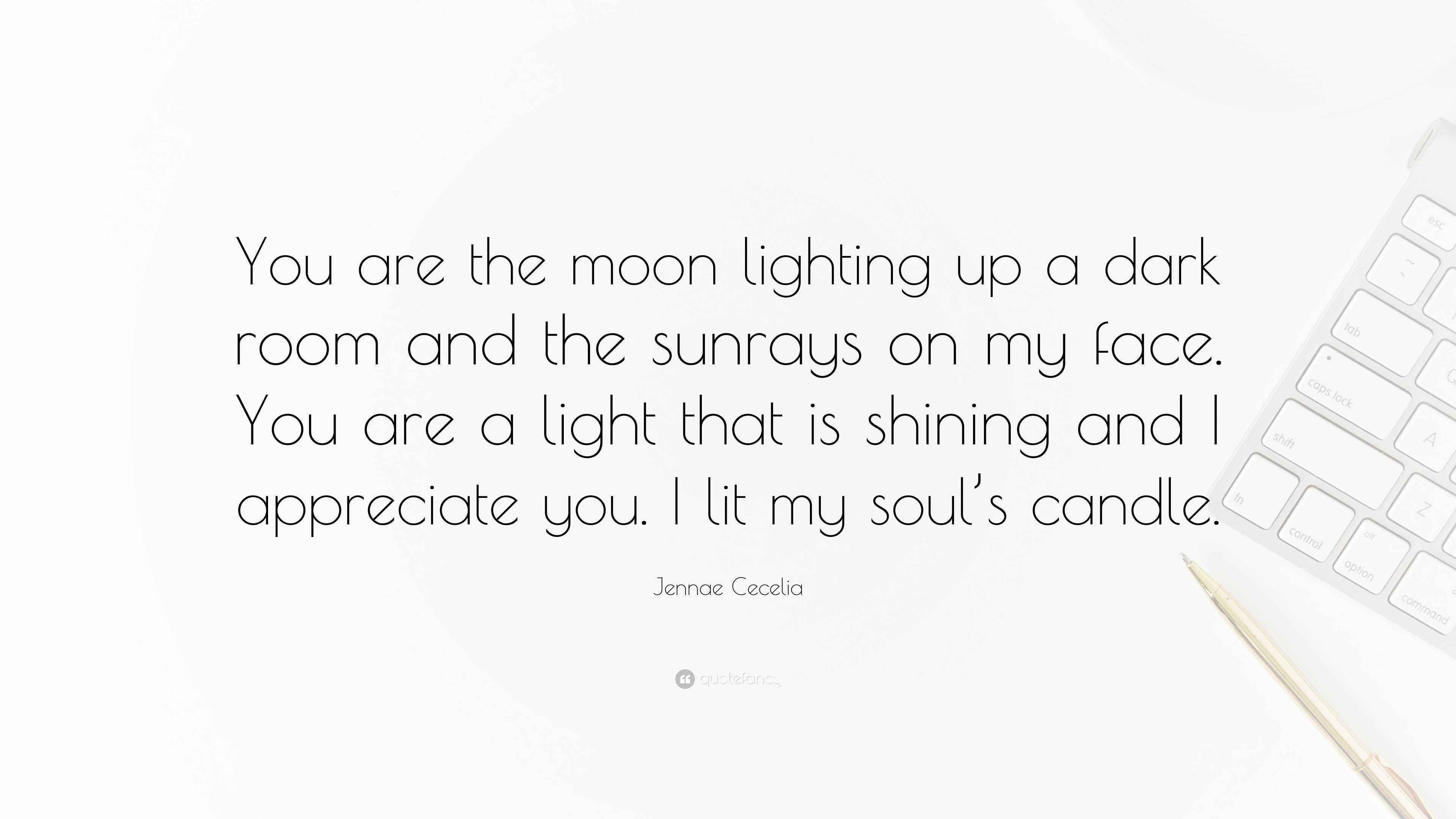 Jennae Cecelia Quote: “You are the moon lighting up a dark room and the ...